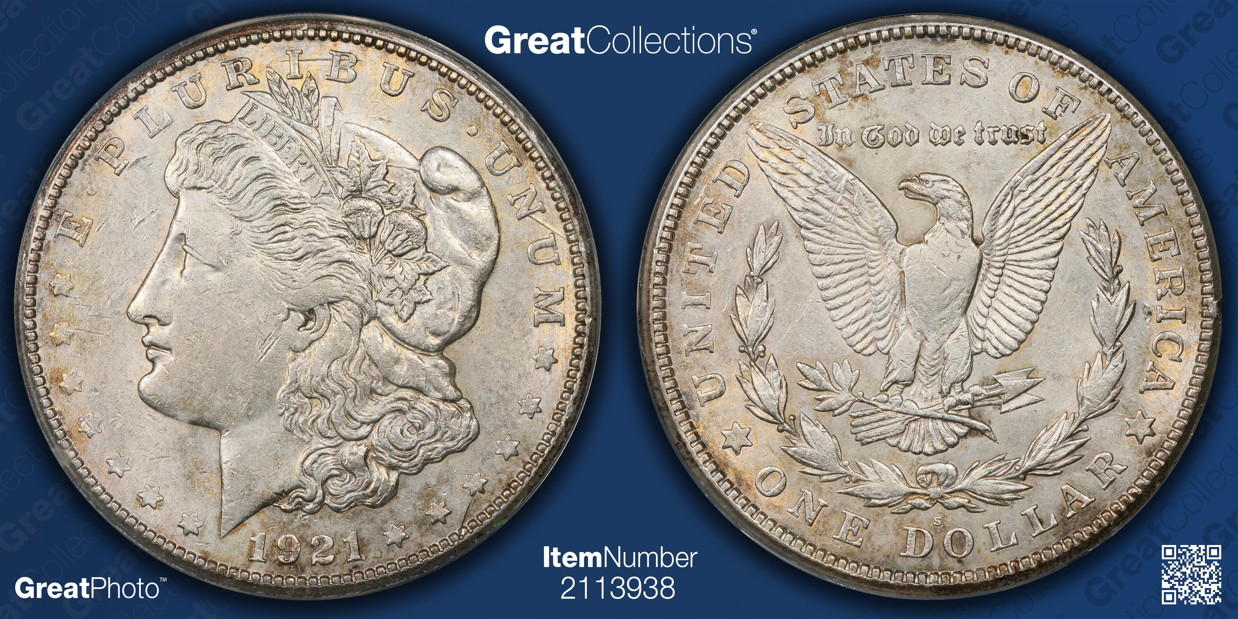 1921-S Morgan Silver Dollar Thorn Head VAM-1B4 *Hit List 40* ANACS AU ...