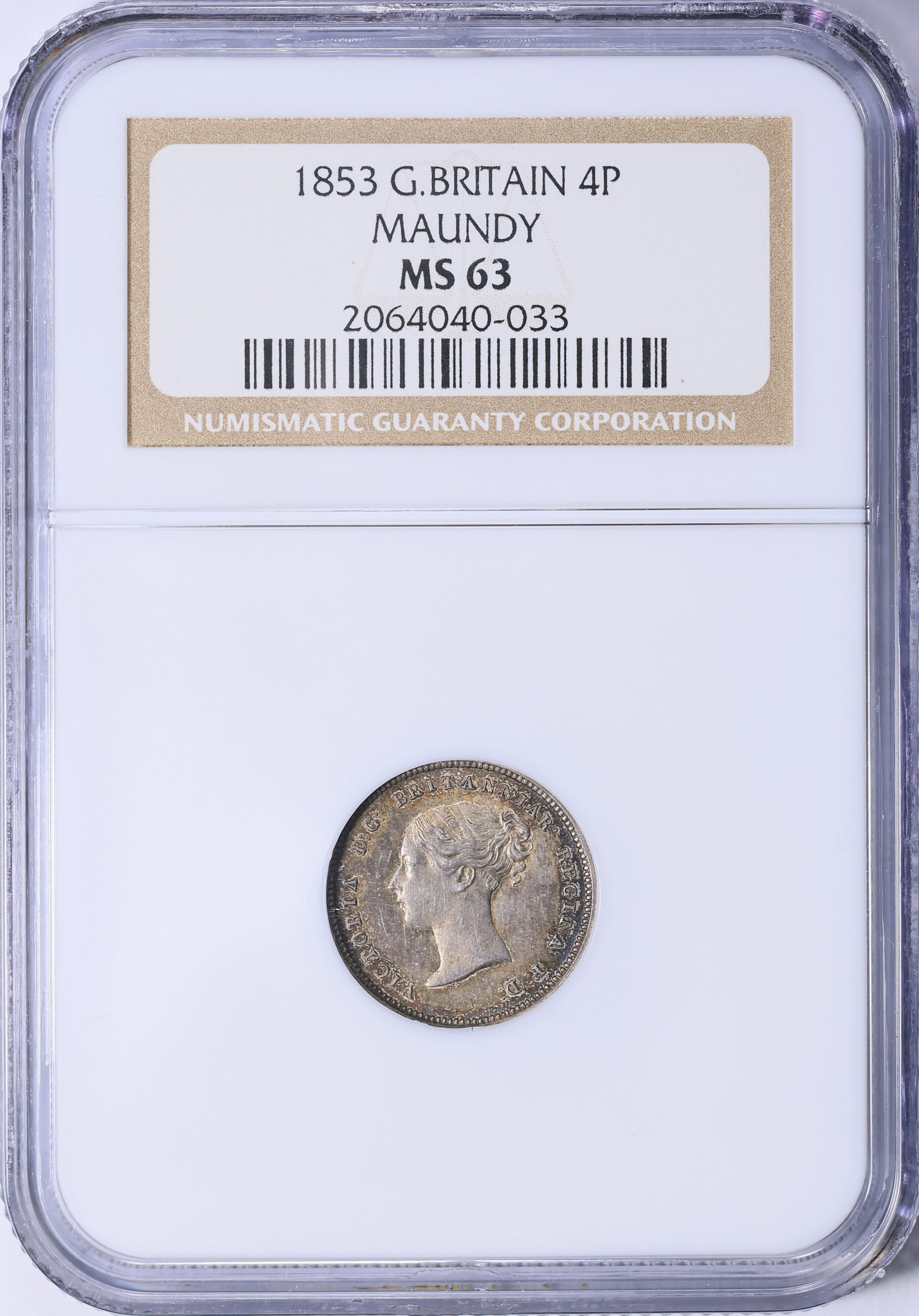 Great Britain 1853 Silver Maundy 4 Pence KM-732 NGC MS-63 (Toned) (Item ...