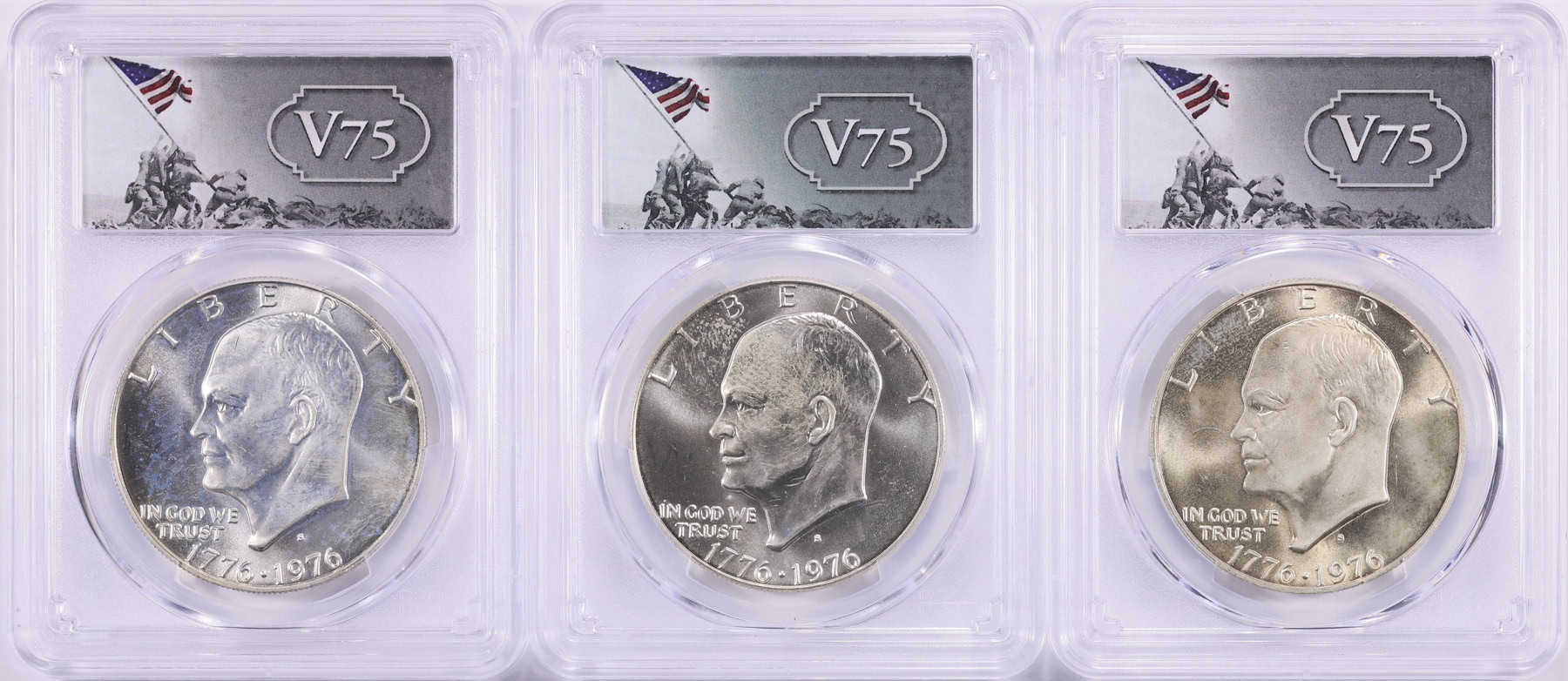 1976-S Eisenhower Dollar Silver PCGS MS-65 (V75 Labels) (3 Coins) (Item ...