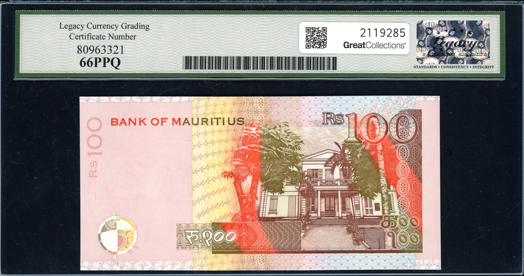 Mauritius 2001 100 Rupees Bank of Mauritius Note SCWPM-51b Legacy Gem ...