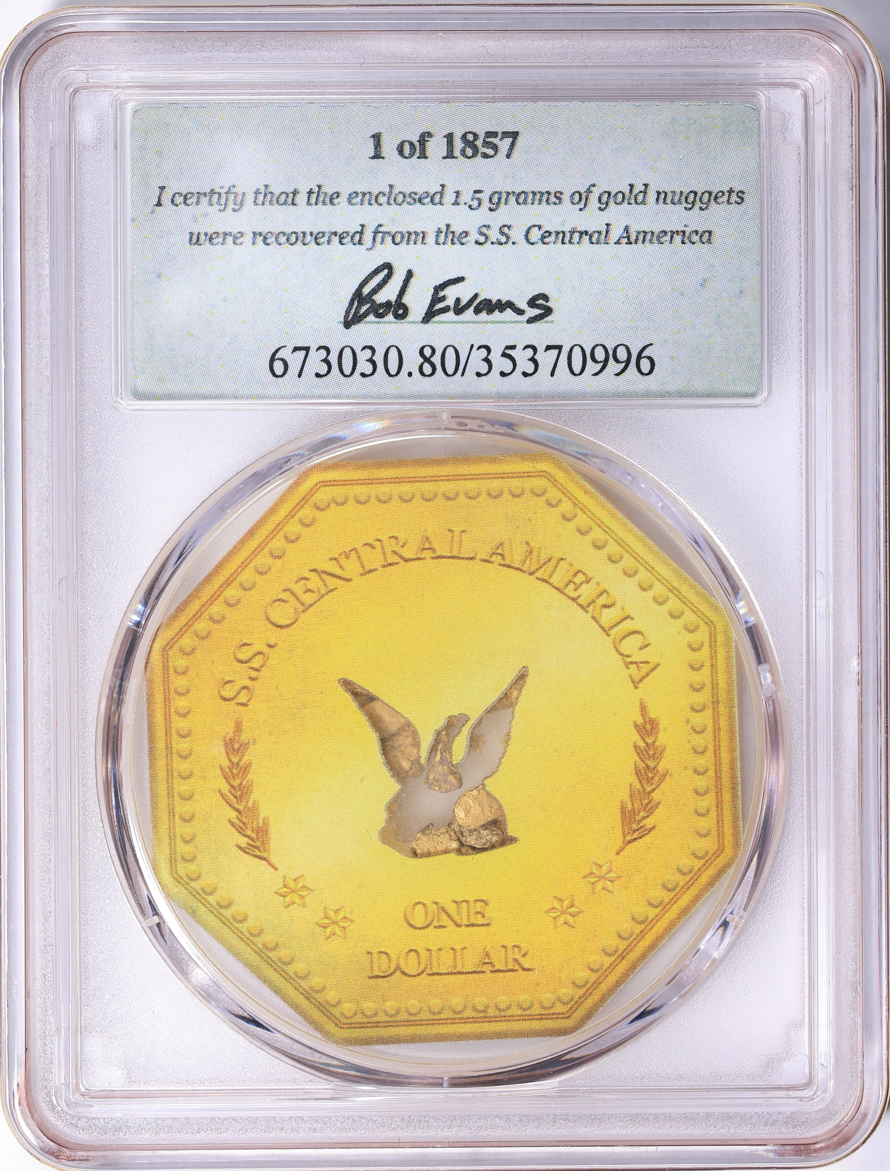 1857 1.5 Grams One Dollar California Gold Rush Nuggets Shipwreck S.S ...
