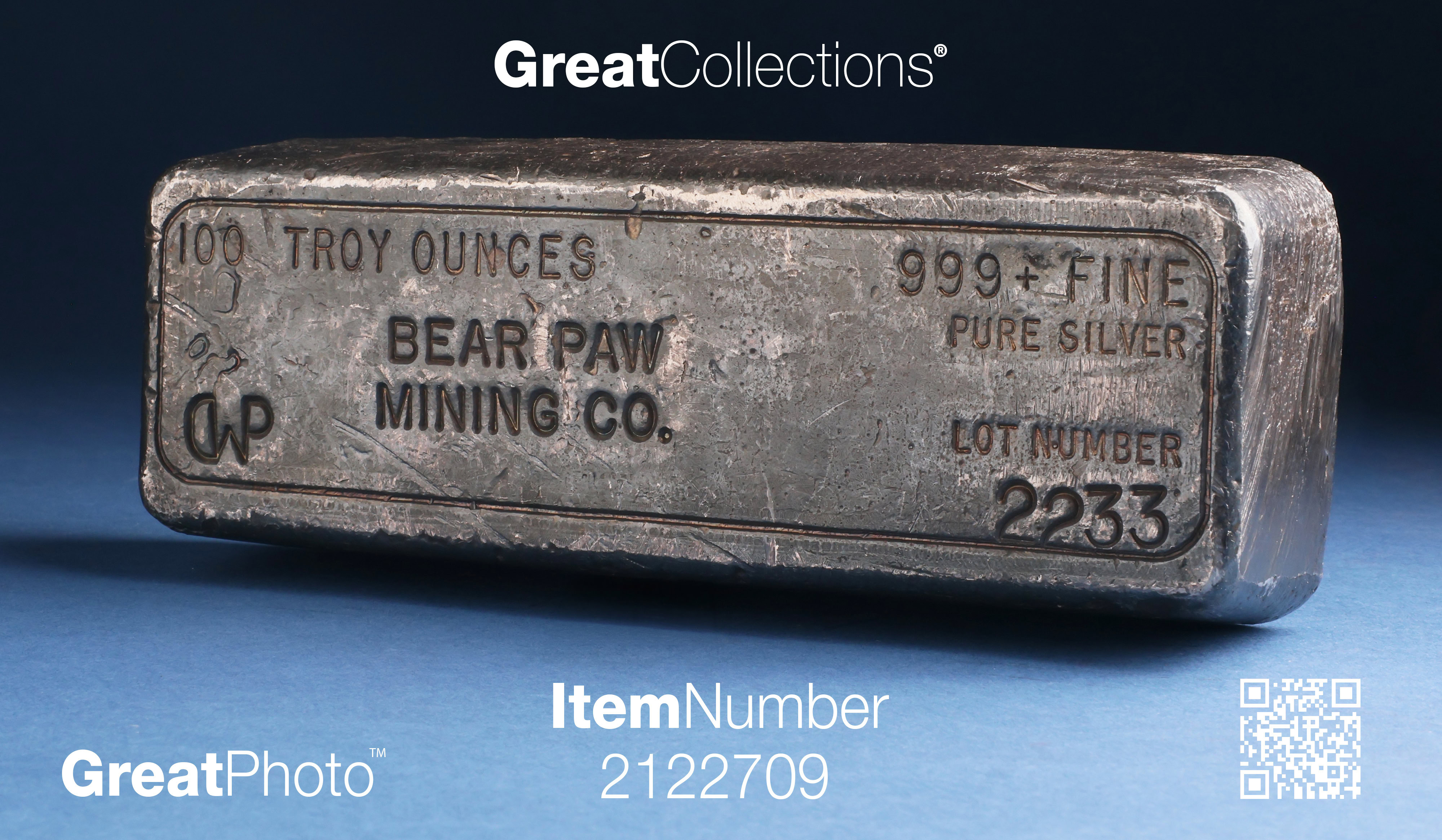 ND Silver 100.71oz Bear Paw Mining Co. Ingot/Bar Uncertified (ASW = 100 ...
