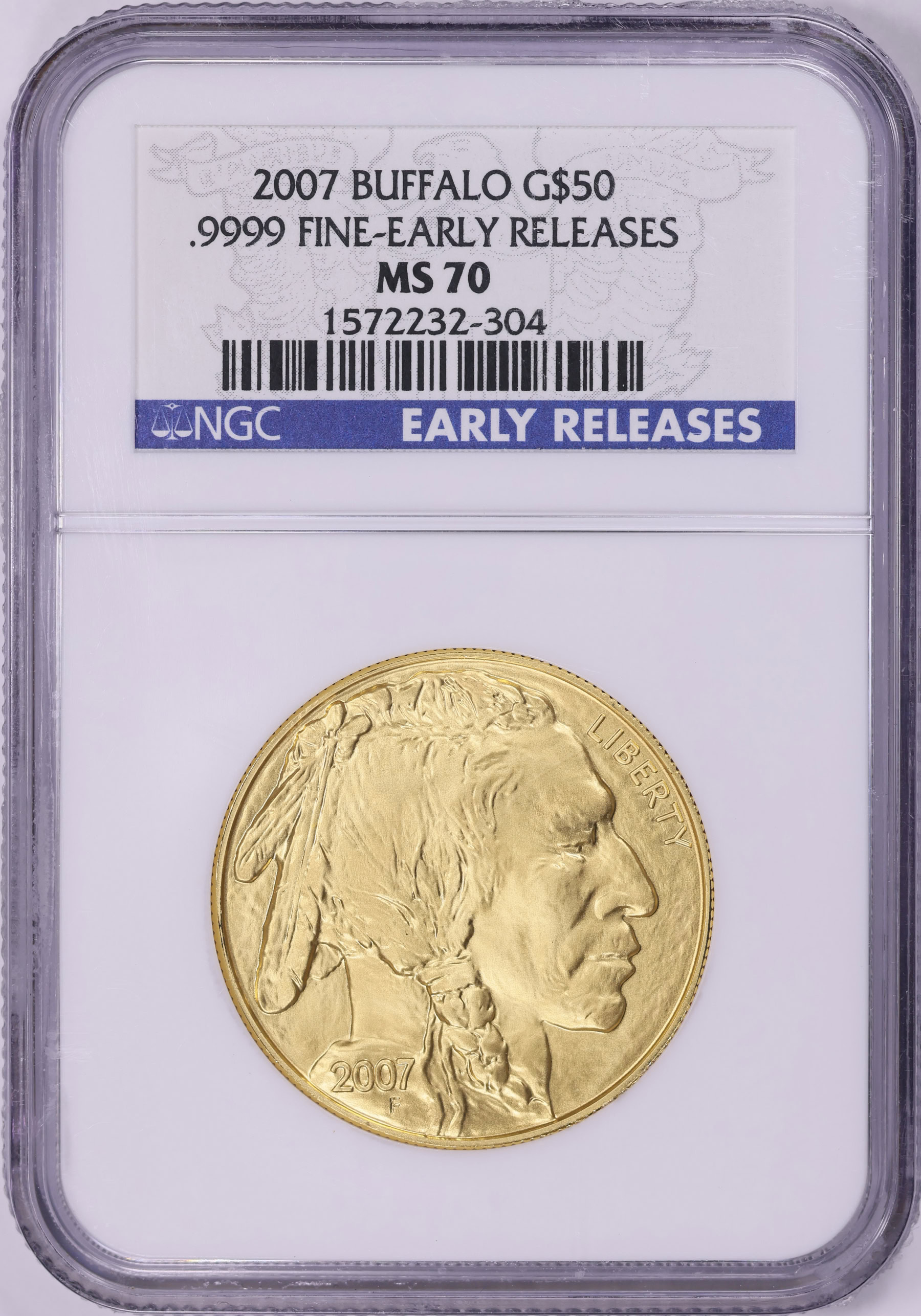 2007 $50 One-Ounce Gold American Buffalo Early Releases NGC MS-70 (Item ...