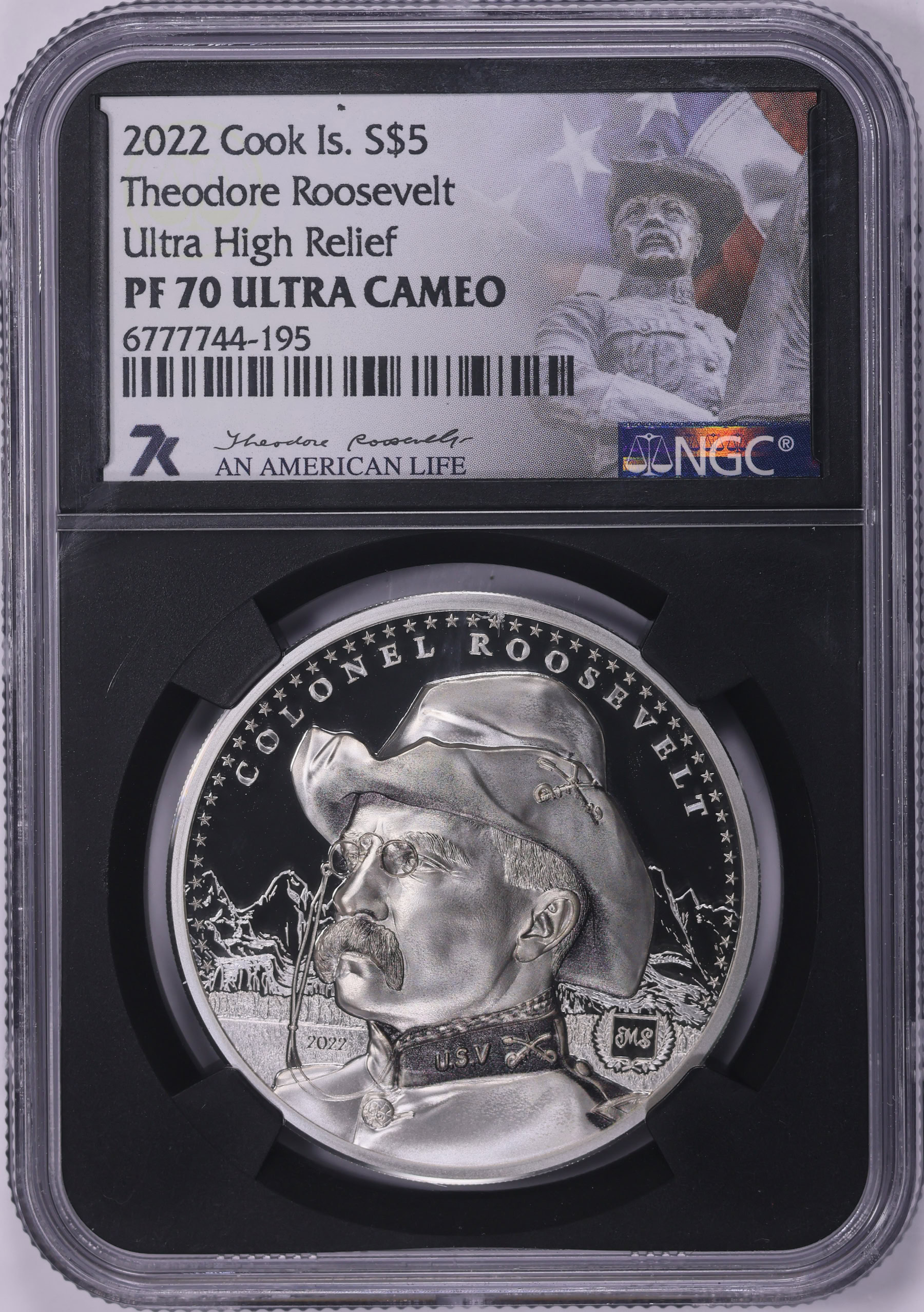 Cook Islands 2022 Silver $5 Theodore Roosevelt Ultra High Relief NGC ...