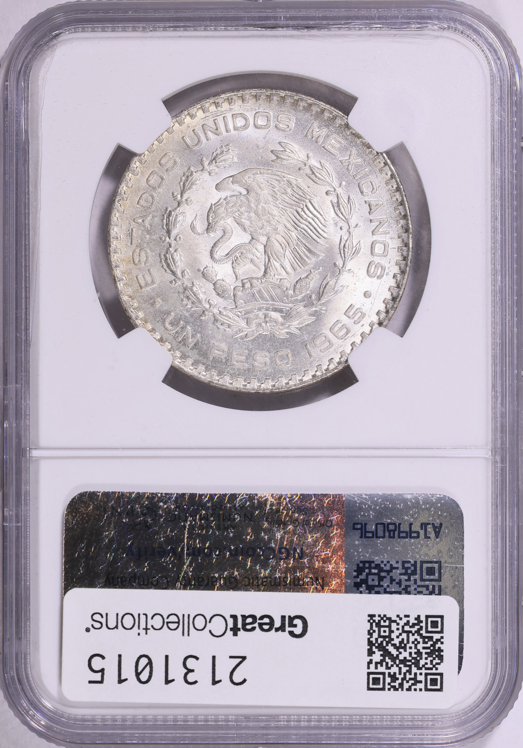 Mexico 1965-Mo Silver Peso KM-459 NGC MS-66 (Item 2131015 ...