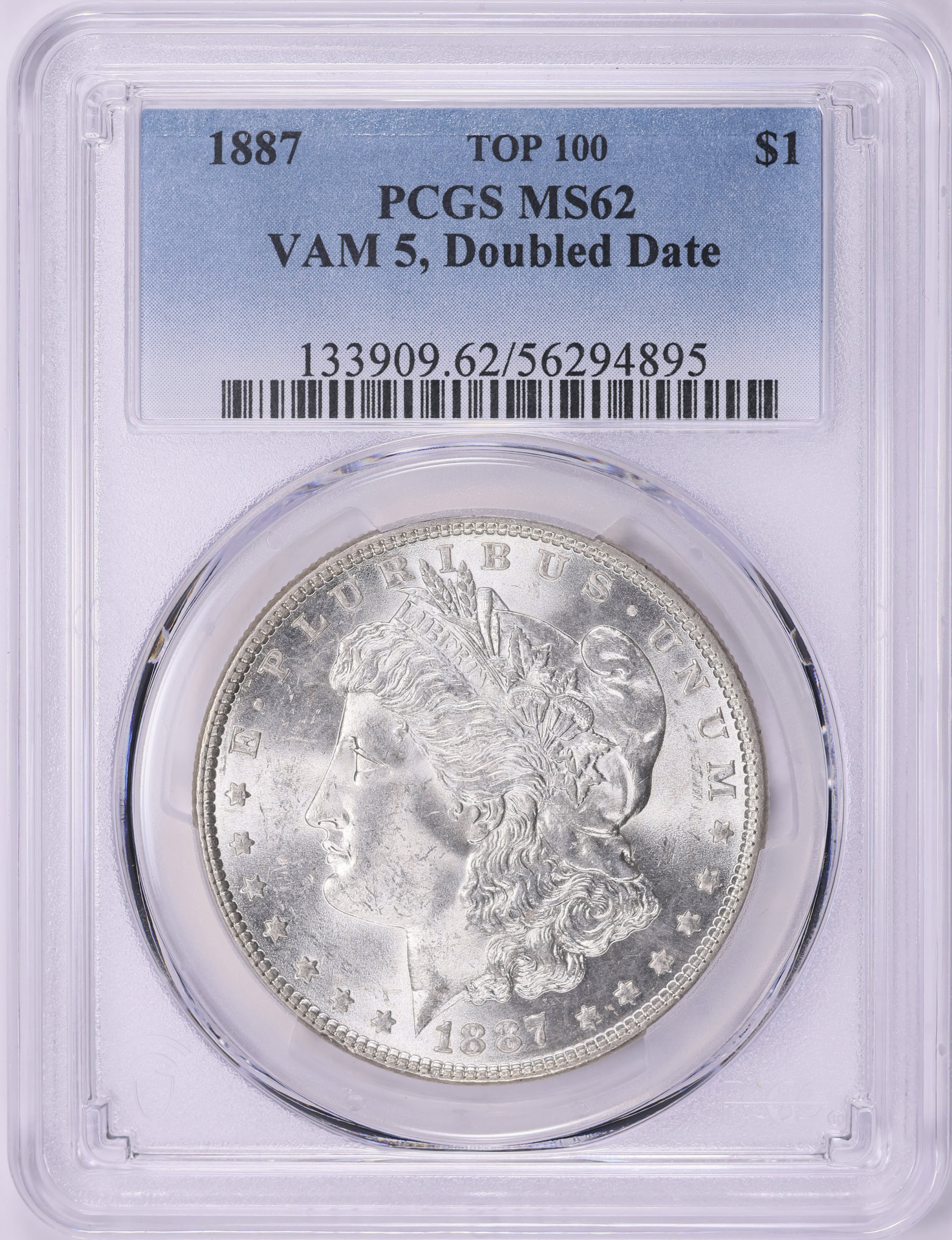 1887 Morgan Silver Dollar Doubled Date VAM-5 *Top 100* PCGS MS-62 (Item ...