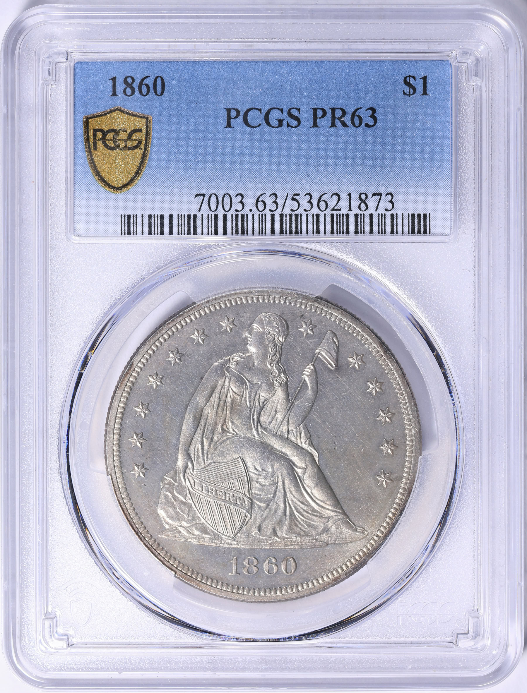 1860 Seated Liberty Silver Dollar PCGS Proof-63 (Item 2137033 ...