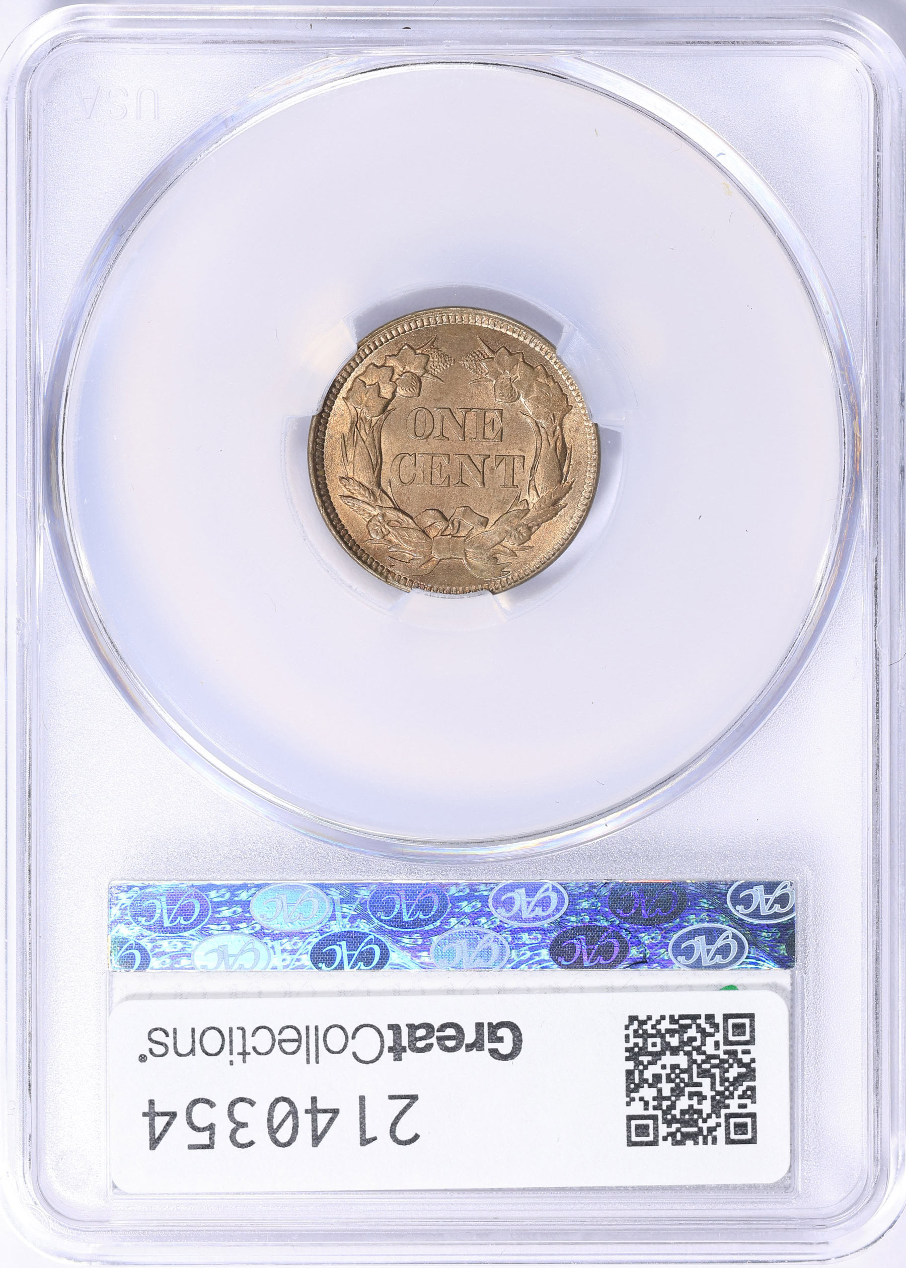 1857 Flying Eagle Cent CACG MS-64 (Item 2140354) | GreatCollections ...