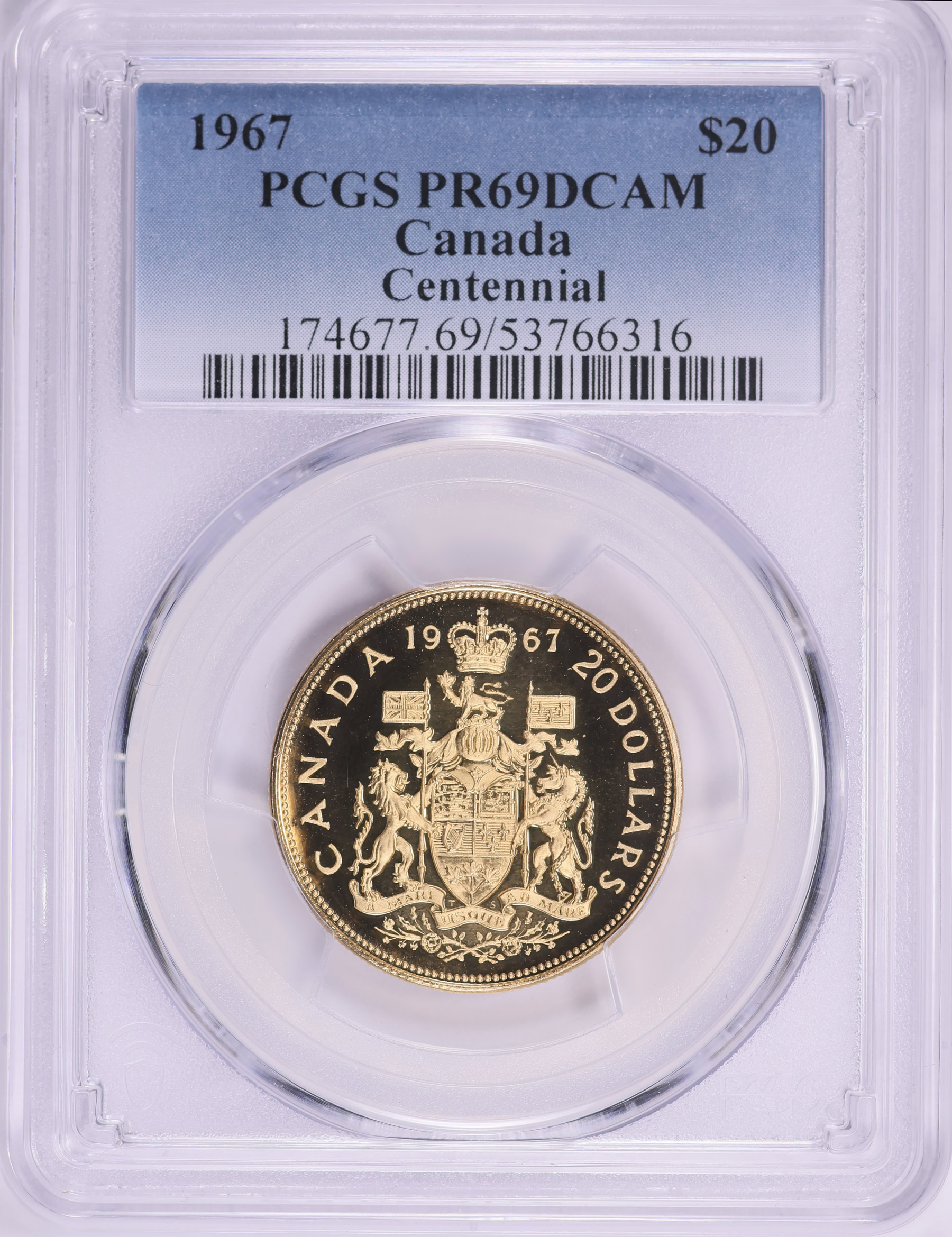 Canada 1967 Gold $20 Confederation Centennial KM-71 PCGS Proof-69 DCAM ...