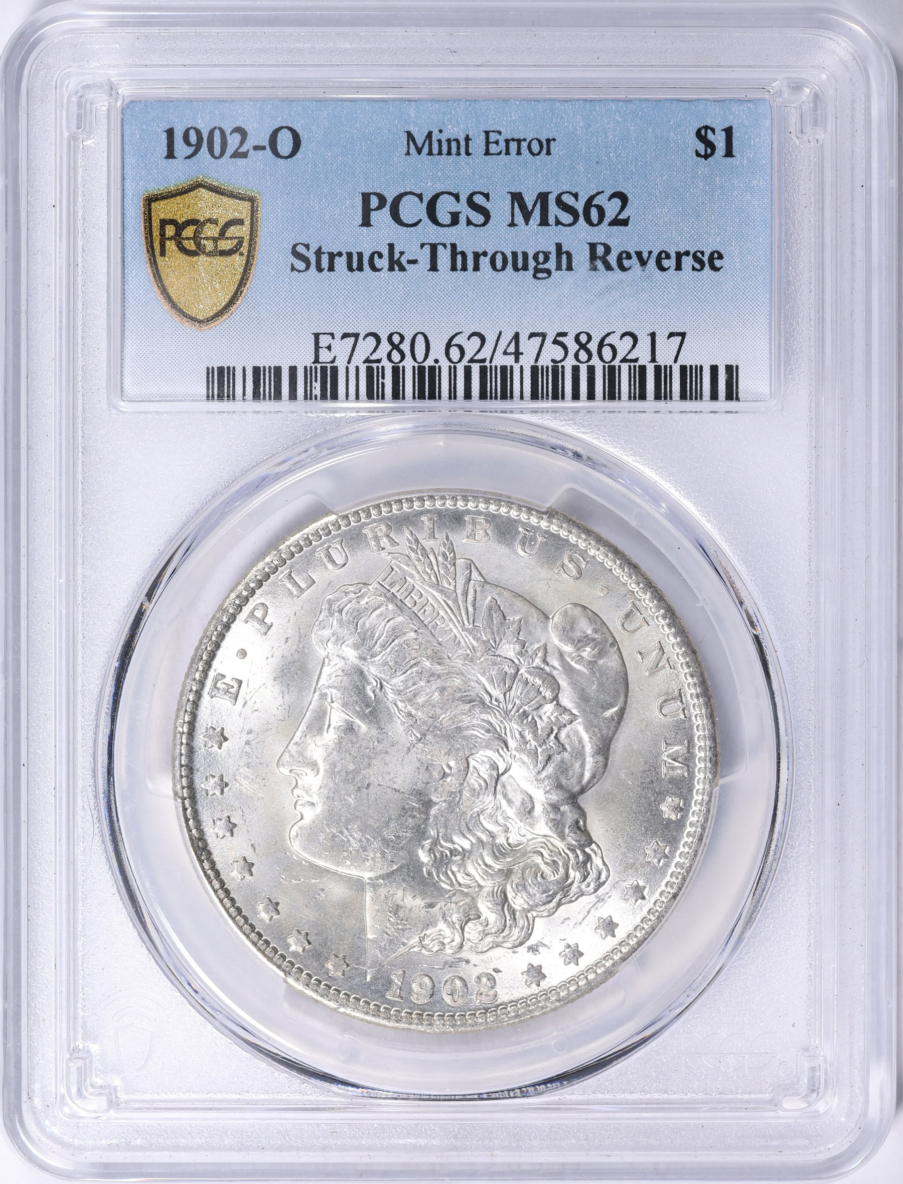 Mint Error 1902-O Morgan Silver Dollar Struck-Through Reverse PCGS MS ...