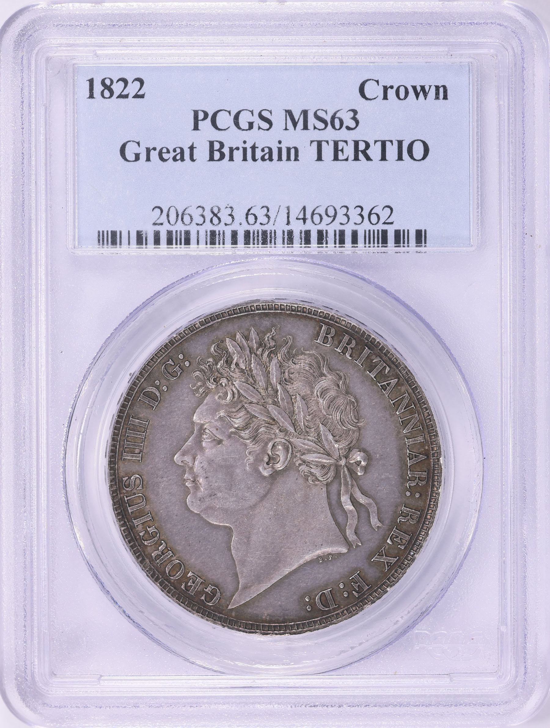 Great Britain 1822 Silver Crown TERTIO Edge KM-680.1 PCGS MS-63 (Item ...