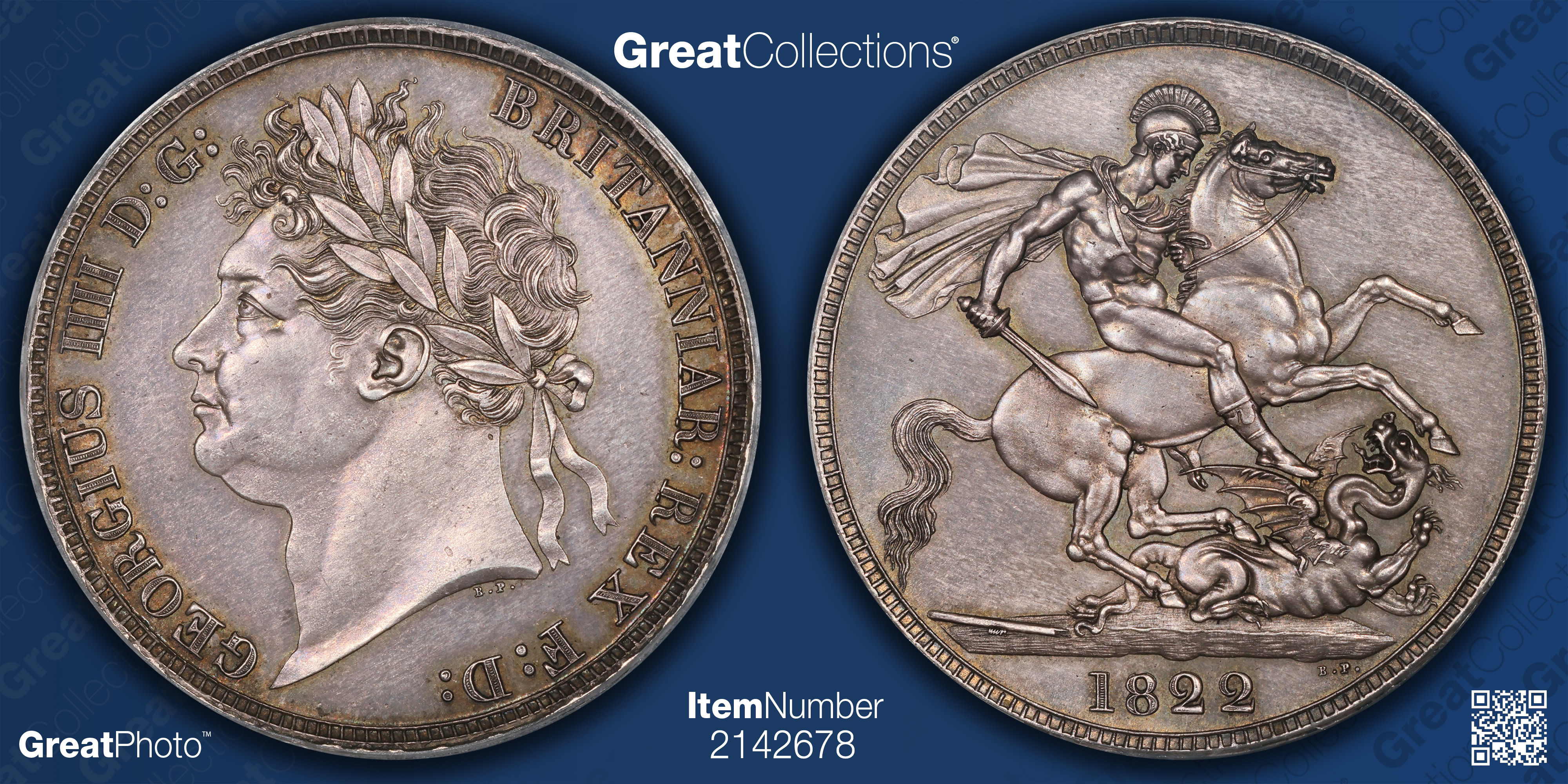 Great Britain 1822 Silver Crown TERTIO Edge KM-680.1 PCGS MS-63 (Item ...