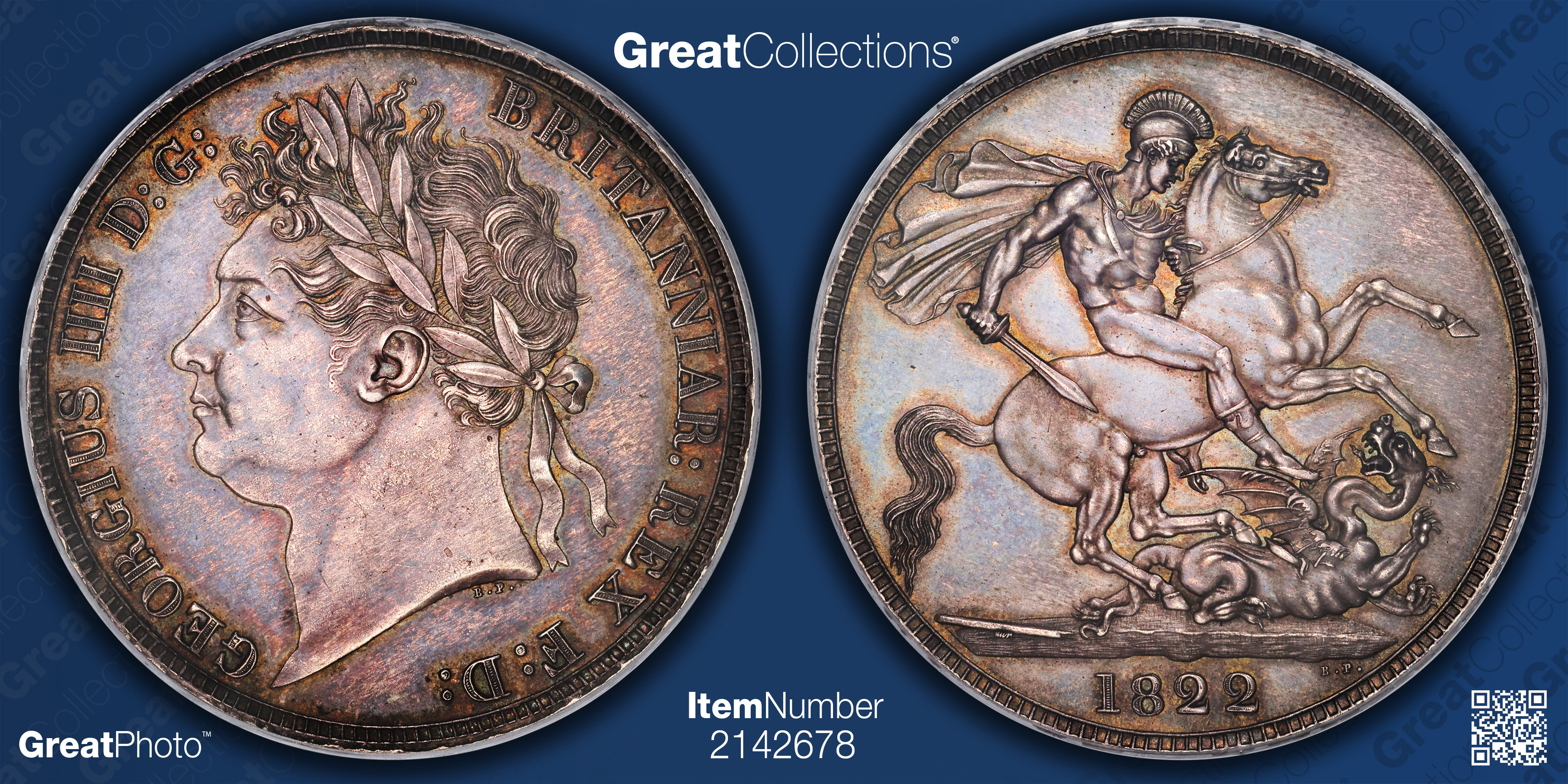 Great Britain 1822 Silver Crown TERTIO Edge KM-680.1 PCGS MS-63 (Item ...