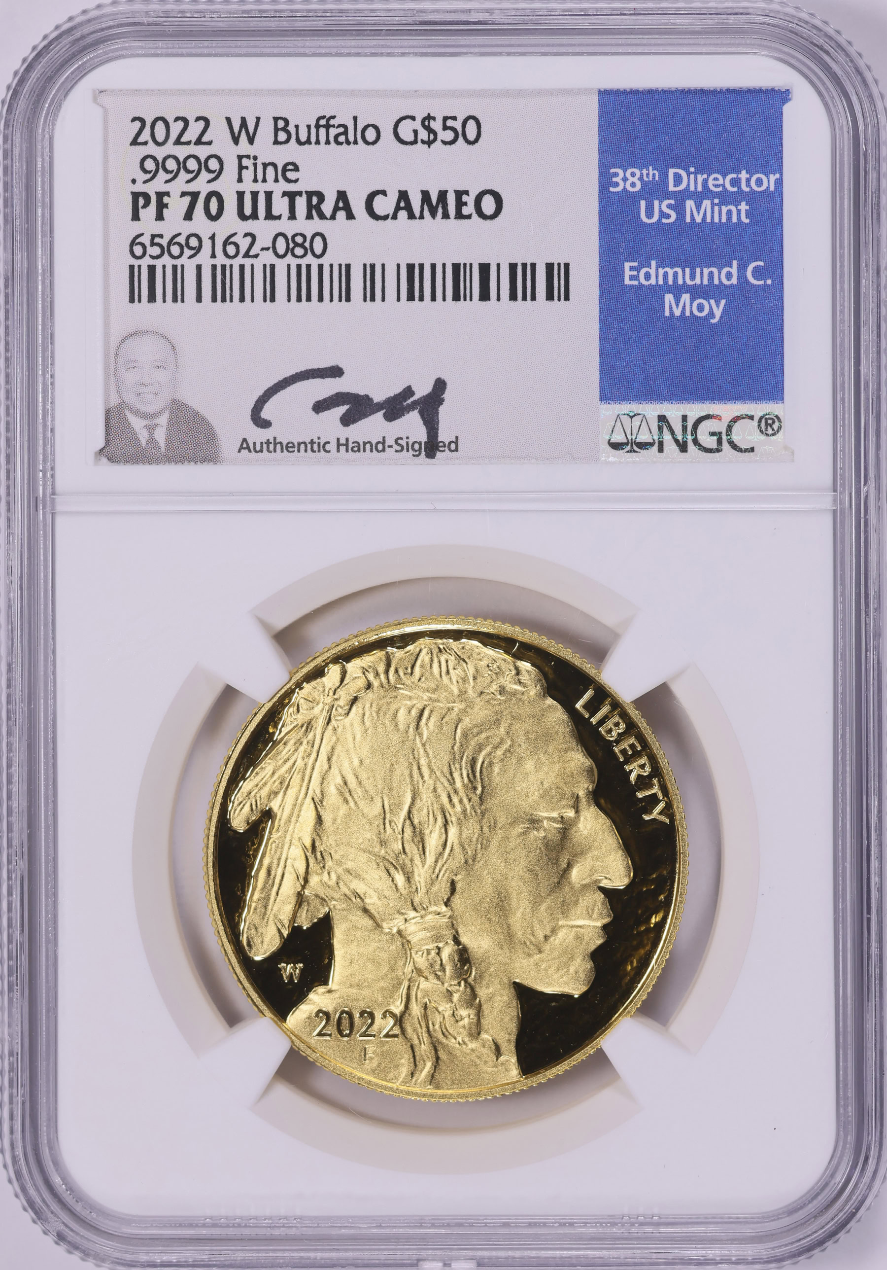 2022-W $50 One-Ounce Gold American Buffalo NGC Proof-70 UC (Moy Signed ...