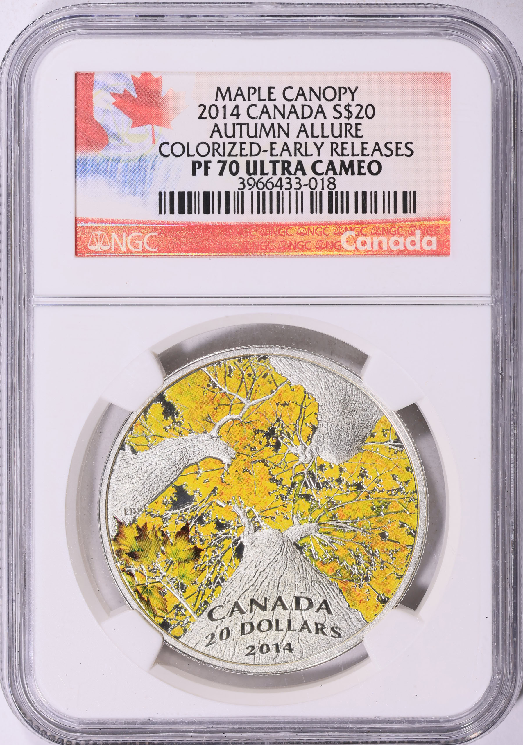 Canada 2014 Colorized Silver $20 Maple Canopy, Autumn KM-1759 Early ...