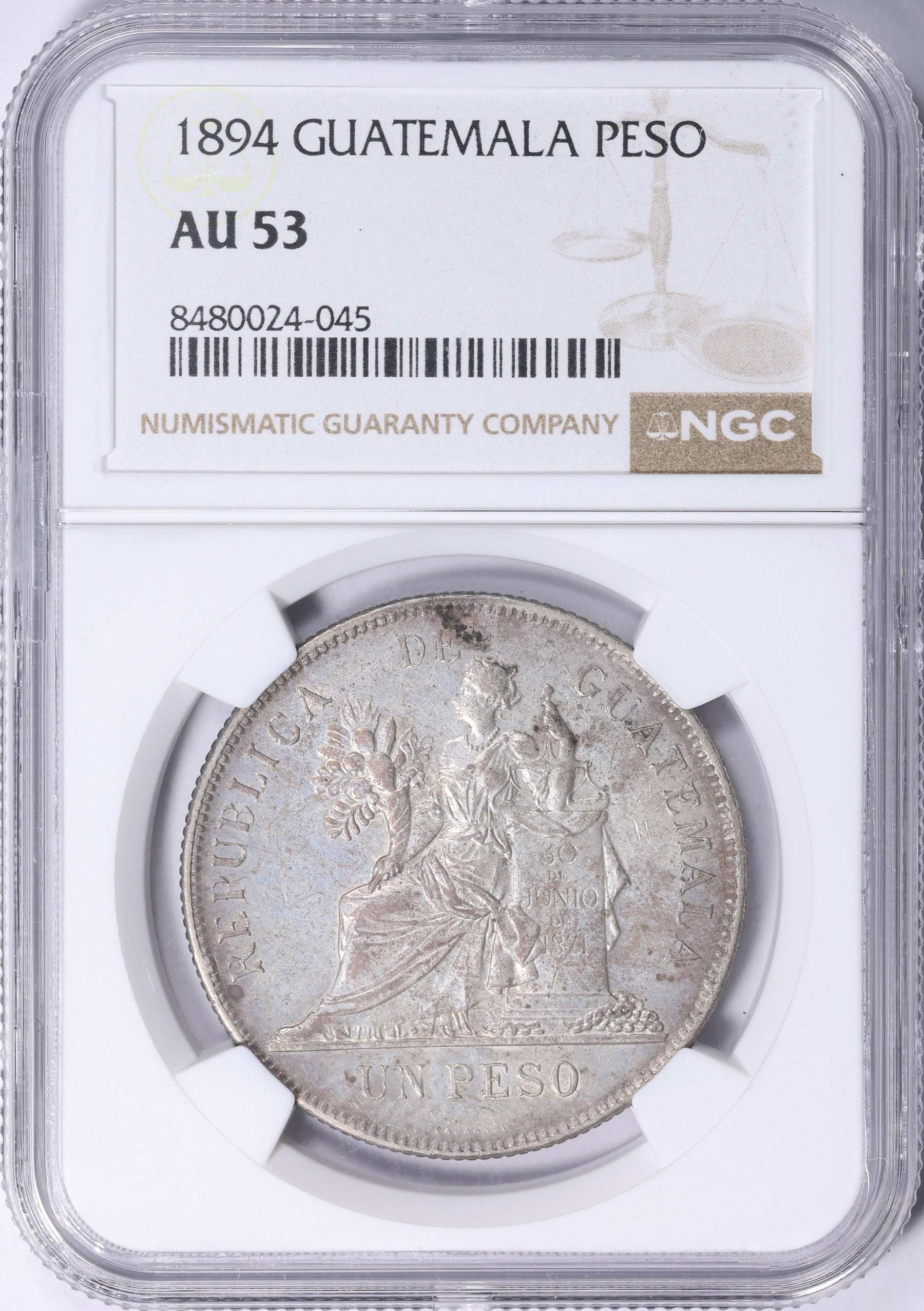 Guatemala 1894 Silver Peso KM-210 NGC AU-53 (Item 2144324 ...