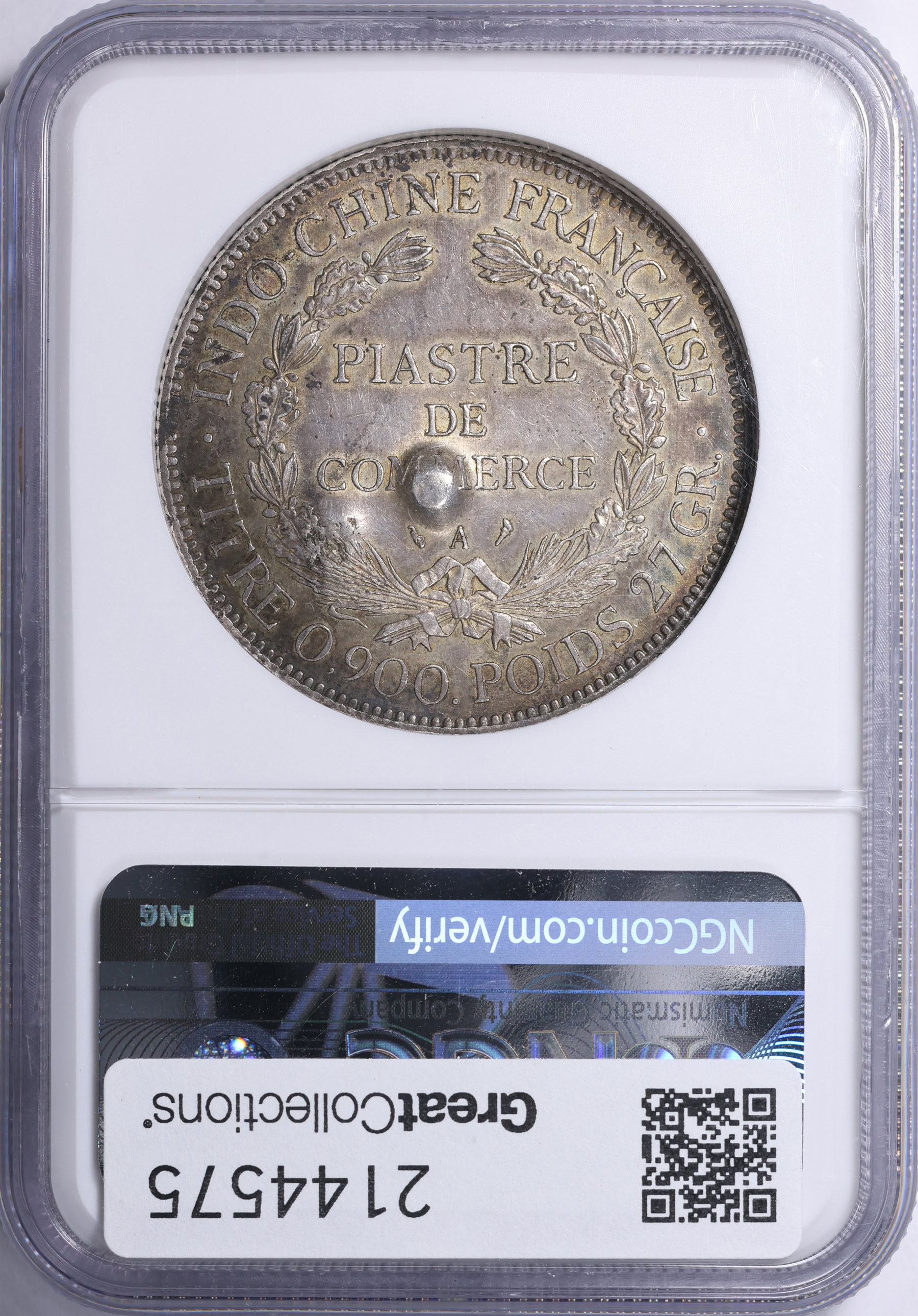 French Indo-China 1908-A Silver Piastre KM-5a.1 NGC AU Details (Item ...