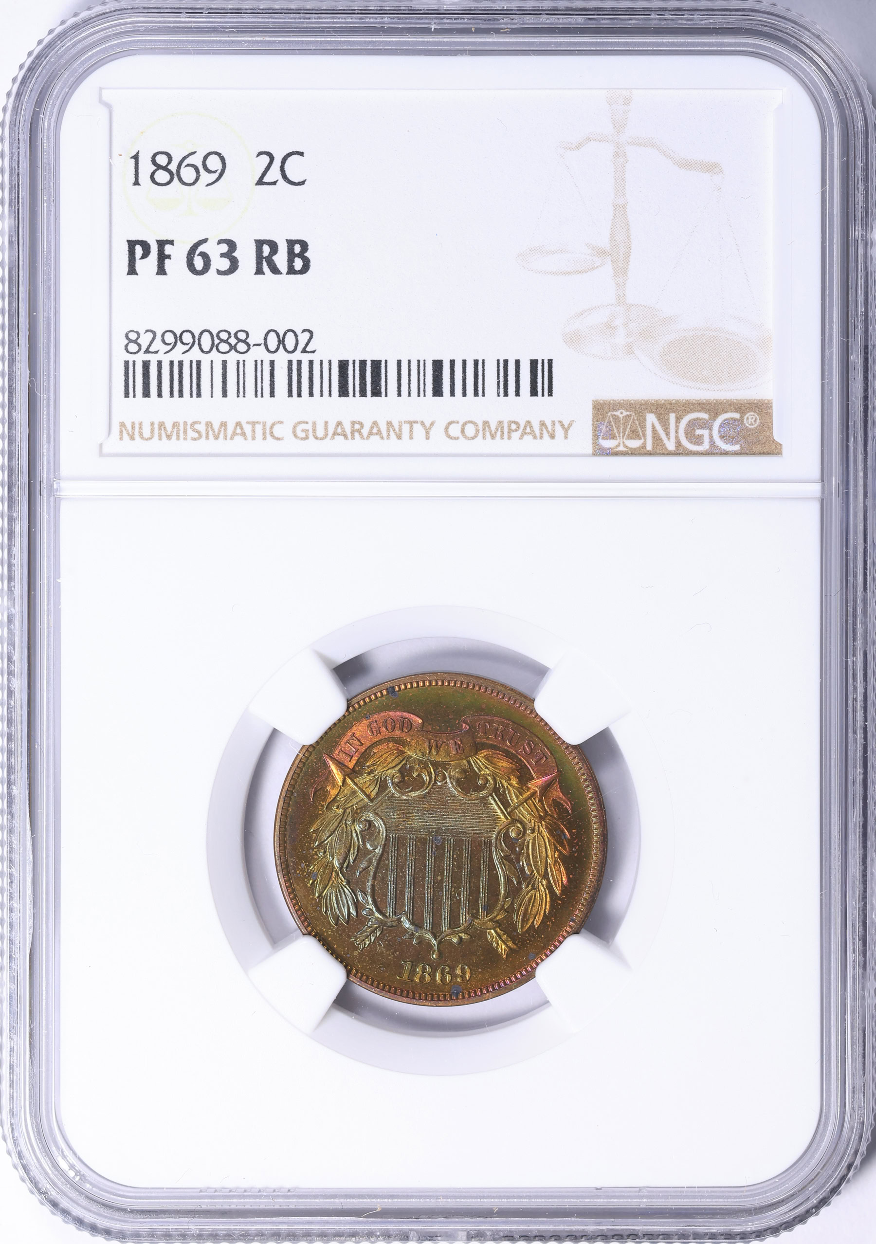 1869 Two-Cent Piece NGC Proof-63 RB (Toned) (Item 2147415 ...