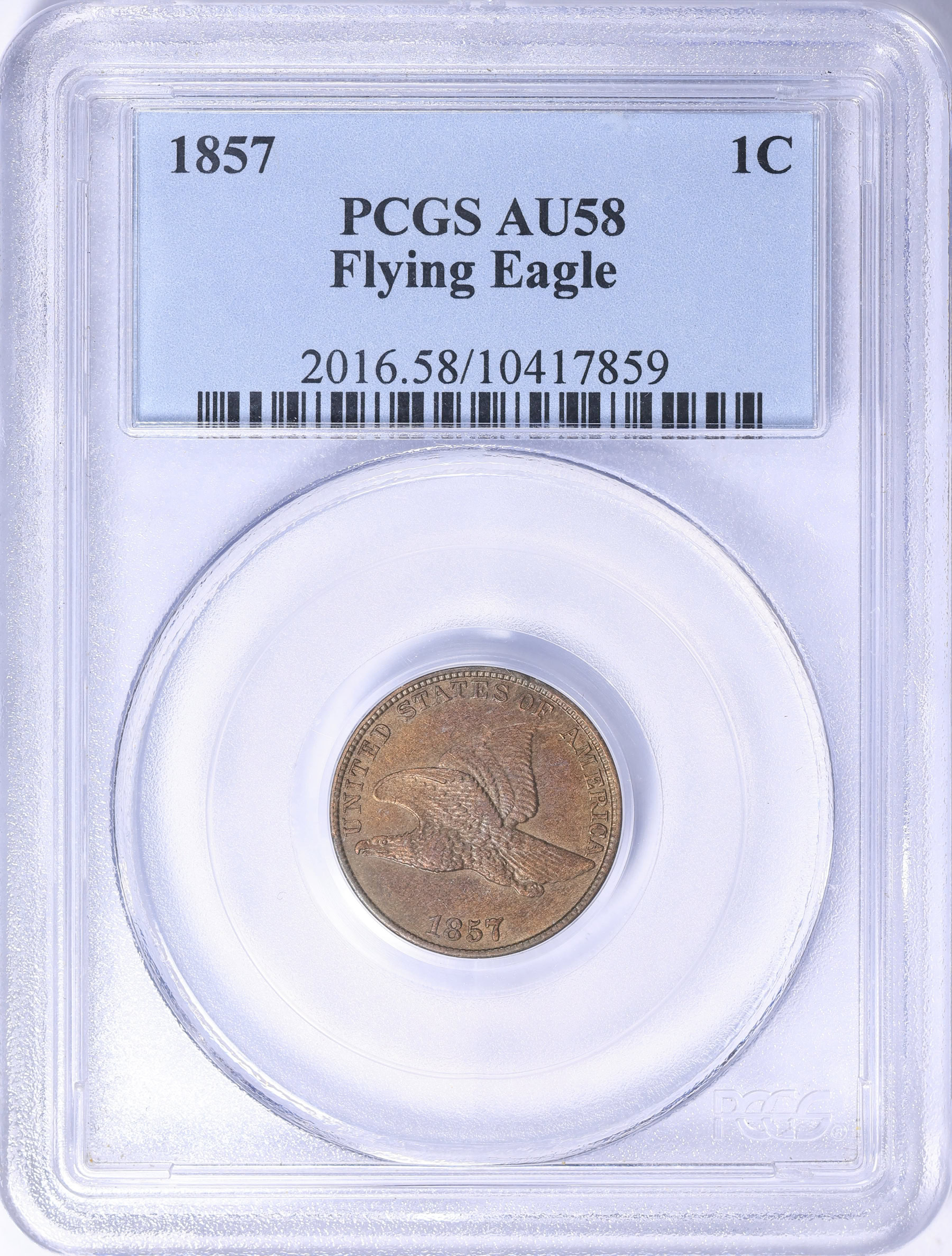 1857 Flying Eagle Cent PCGS AU-58 (Item 2148854) | GreatCollections ...