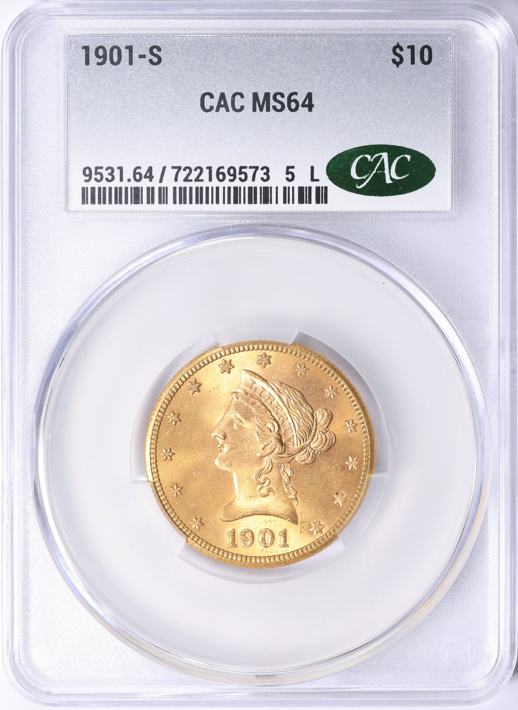 1901-S Liberty Gold Eagle CACG MS-64 (Item 2149953) | GreatCollections ...