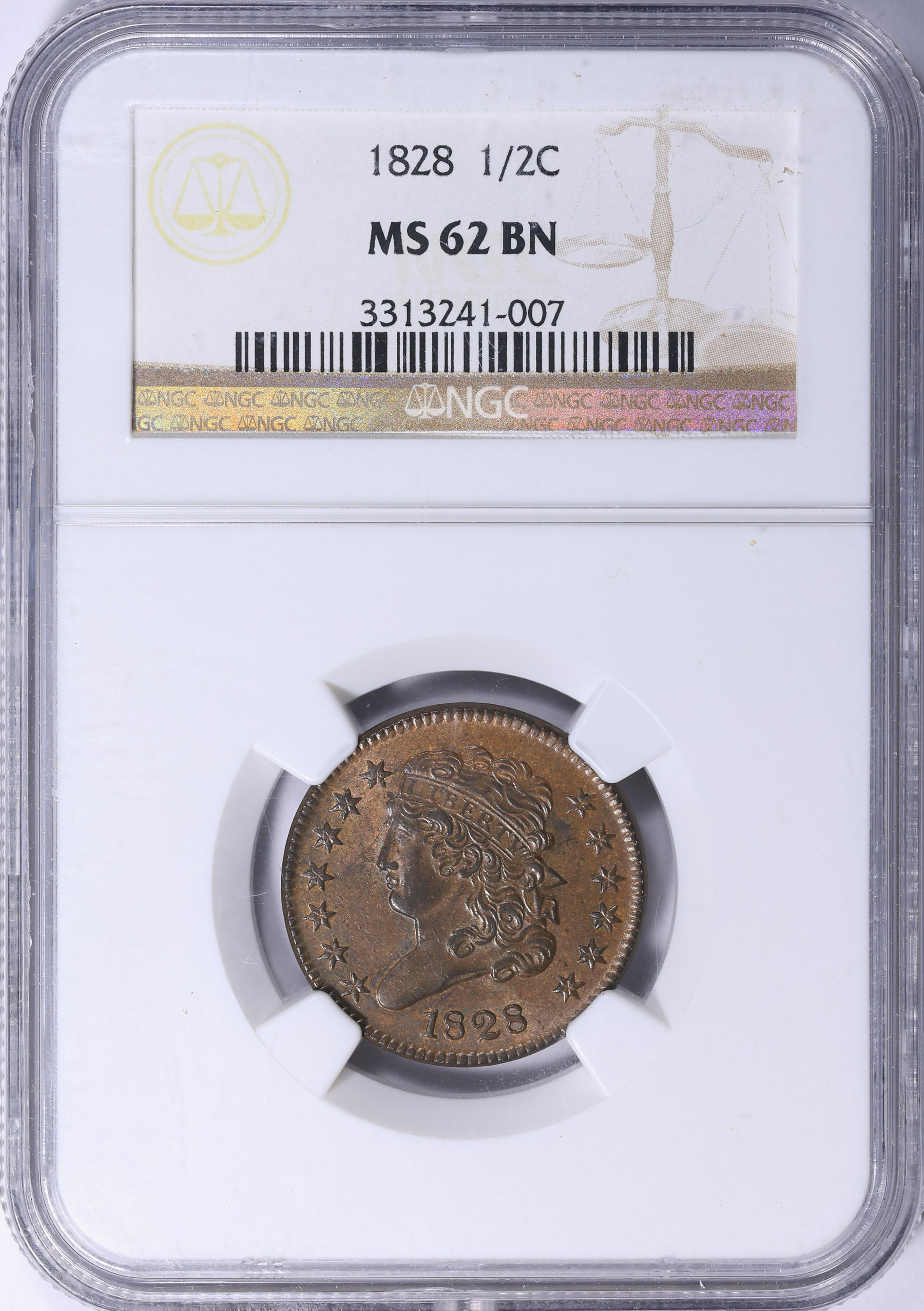 1828 Classic Half Cent 13 Stars NGC MS-62 BN (Item 2151072 ...