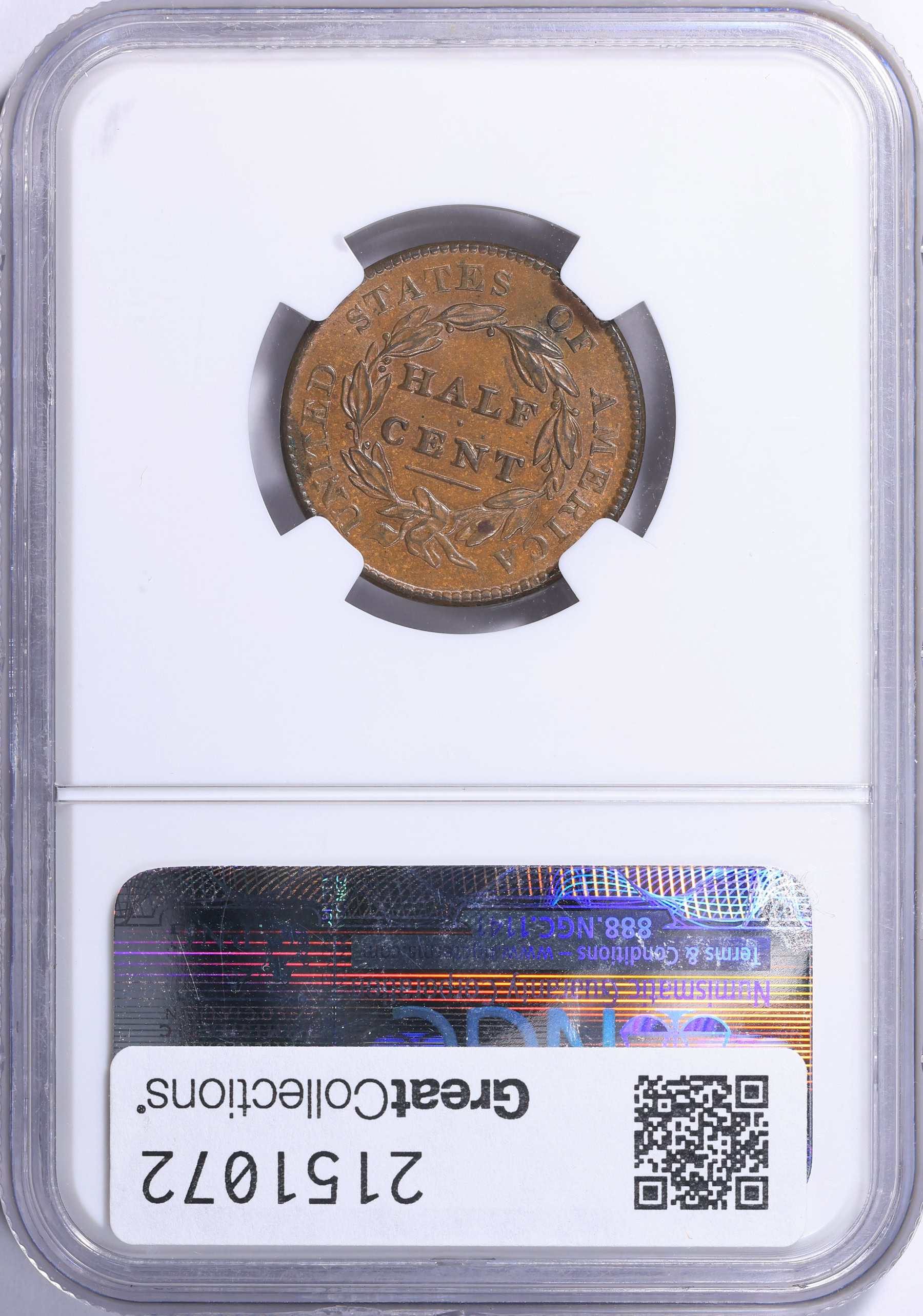 1828 Classic Half Cent 13 Stars NGC MS-62 BN (Item 2151072 ...