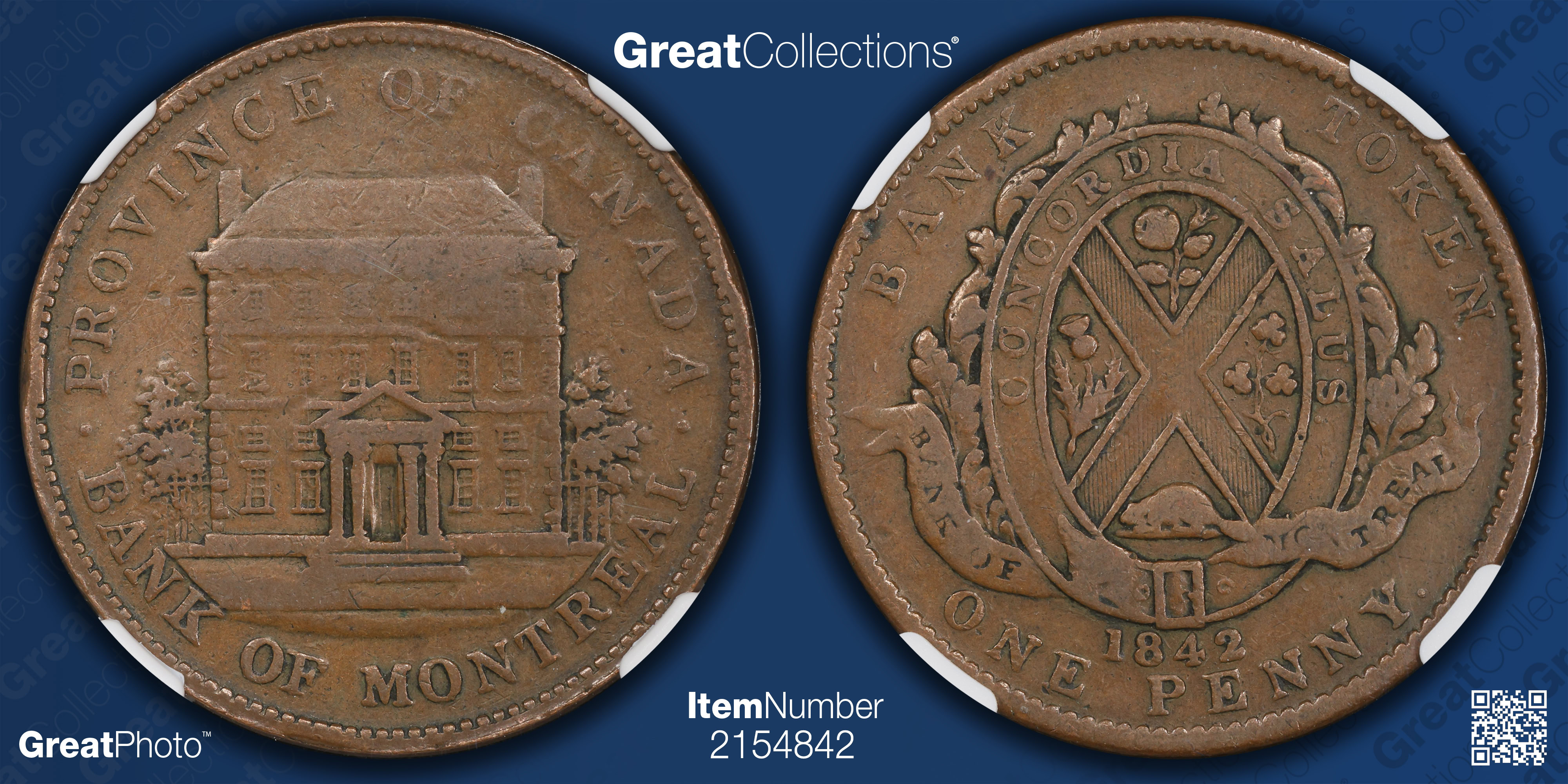 Canada - Lower Canada 1842 2 Sou (Penny) Token KM-Tn19 NGC VF-25 BN ...