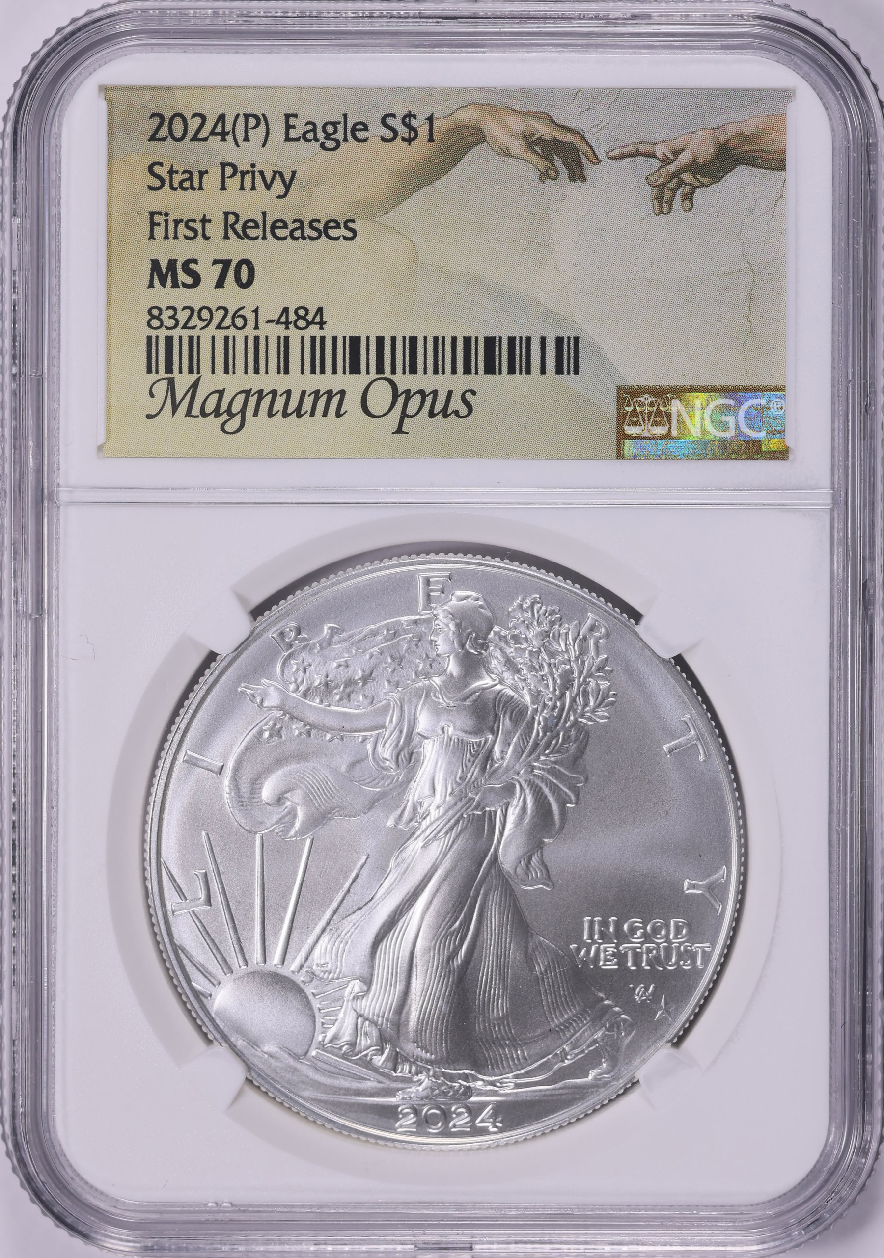 2024-(P) $1 Silver Eagle with Star Privy First Releases NGC MS-70 ...