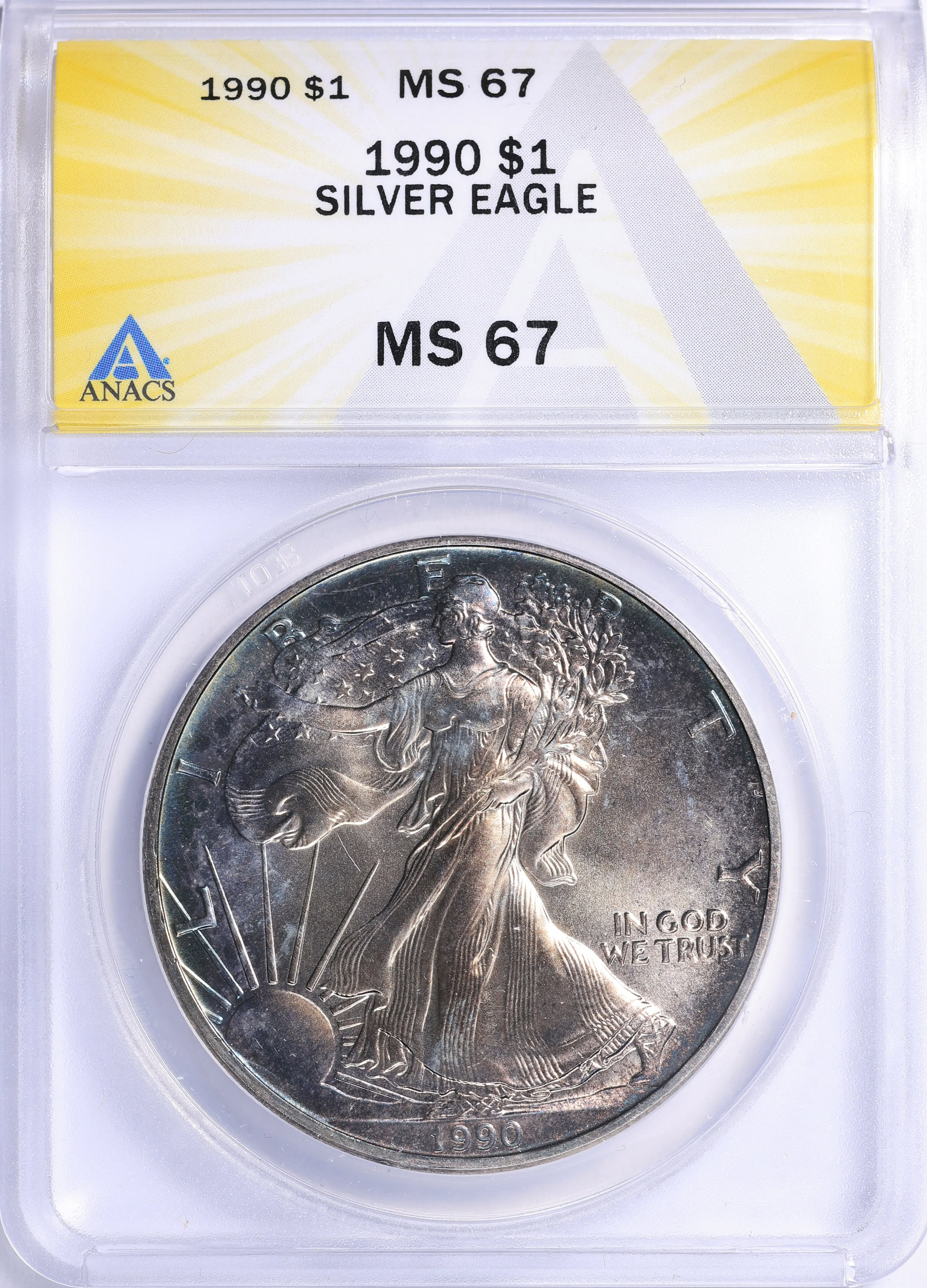 1990 $1 Silver Eagle ANACS MS-67 (Toned) (Item 2160189 ...