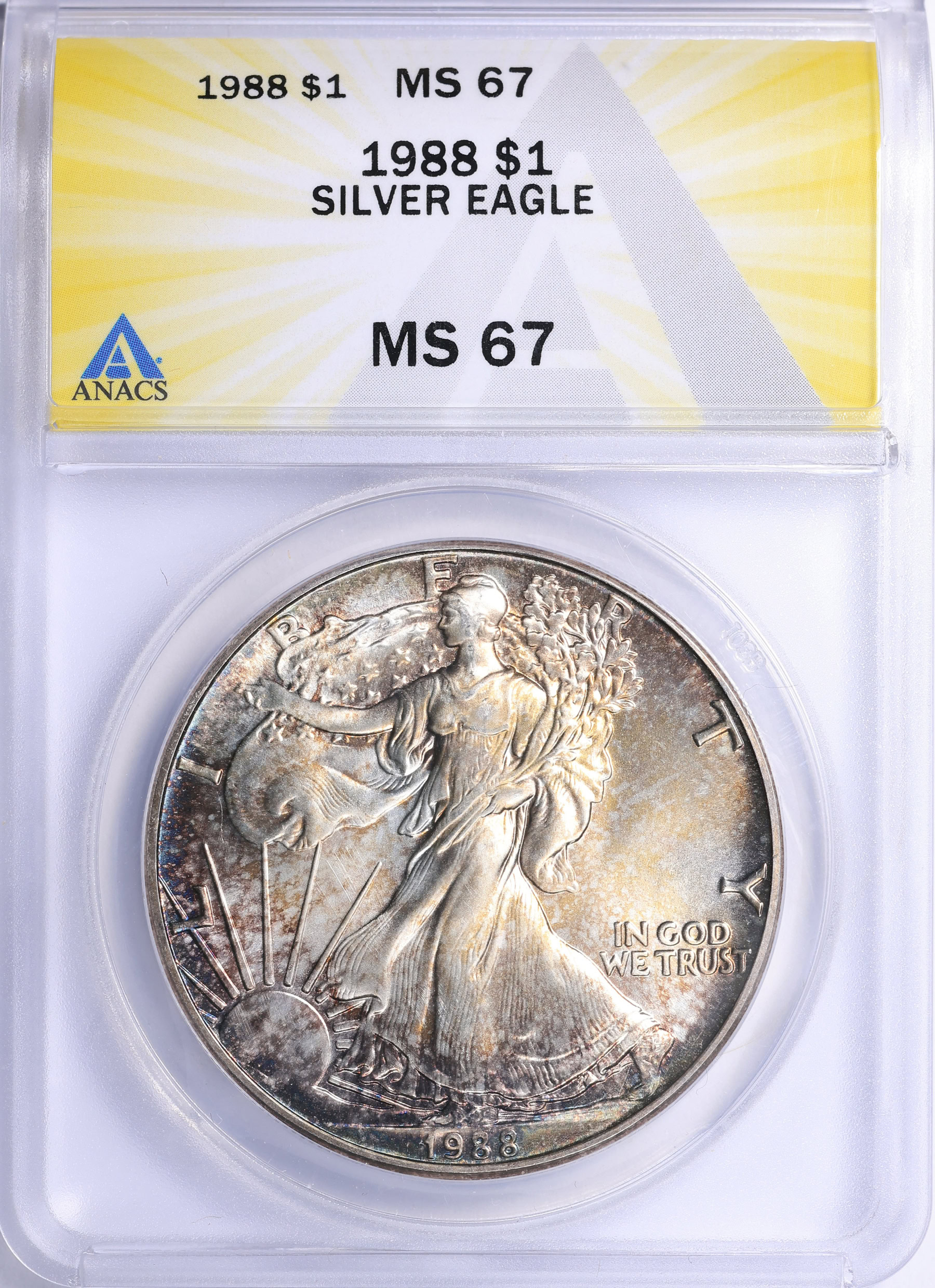 1988 $1 Silver Eagle ANACS MS-67 (Toned) (Item 2160191 ...
