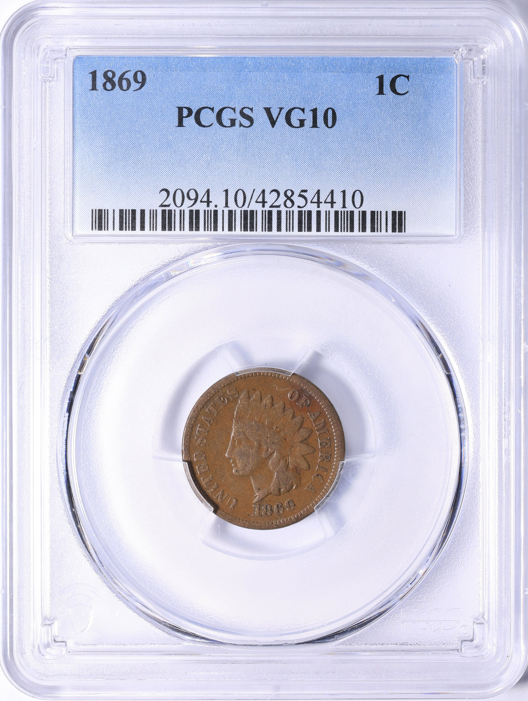 1869 Indian Cent PCGS VG-10 BN (Item 2160697) | GreatCollections Coin ...