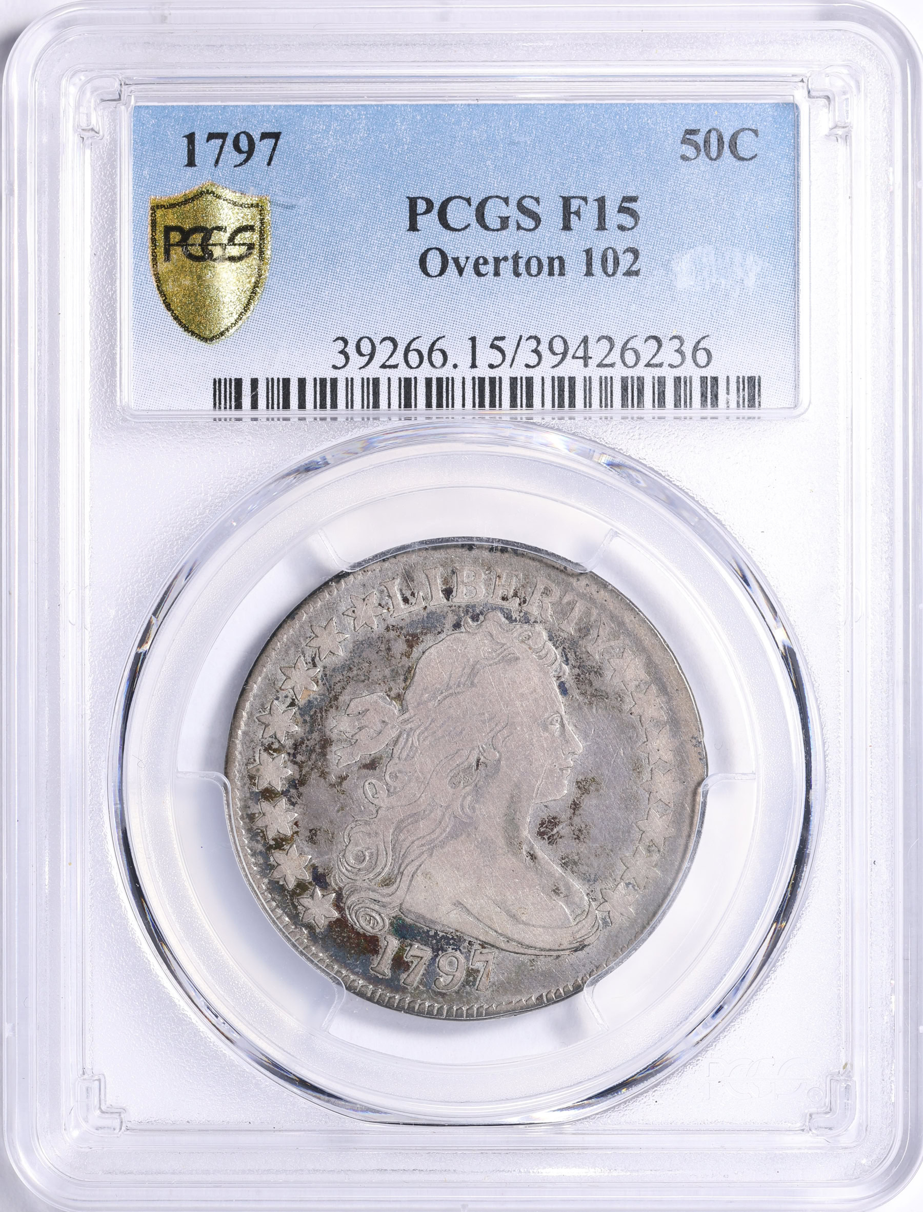 1797 Draped Bust Half Dollar Overton 102 PCGS F-15 (Toned) (Item ...
