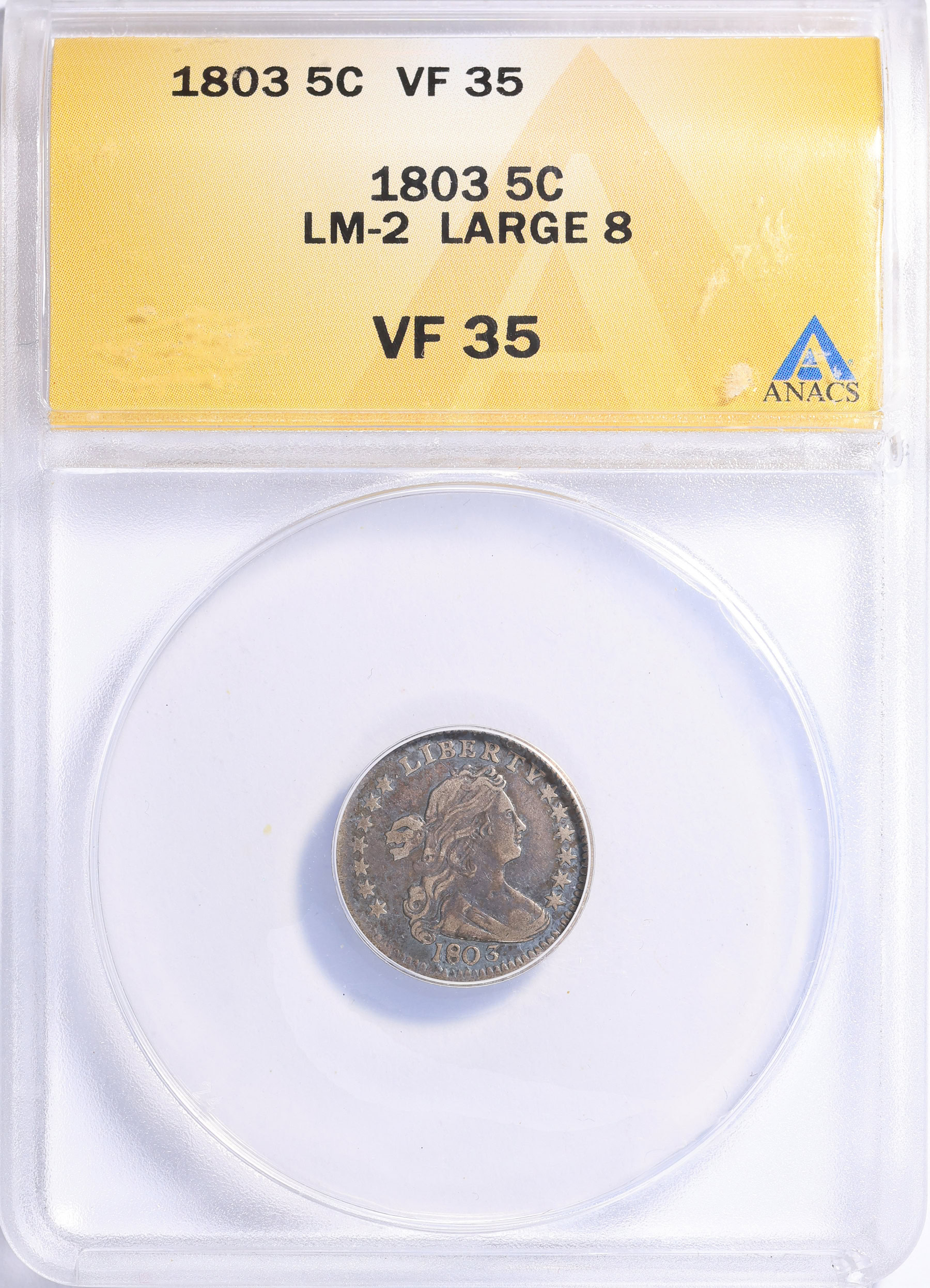 1803 Draped Bust Half Dime Large 8 LM-2 ANACS VF-35 (Item 2161575 ...