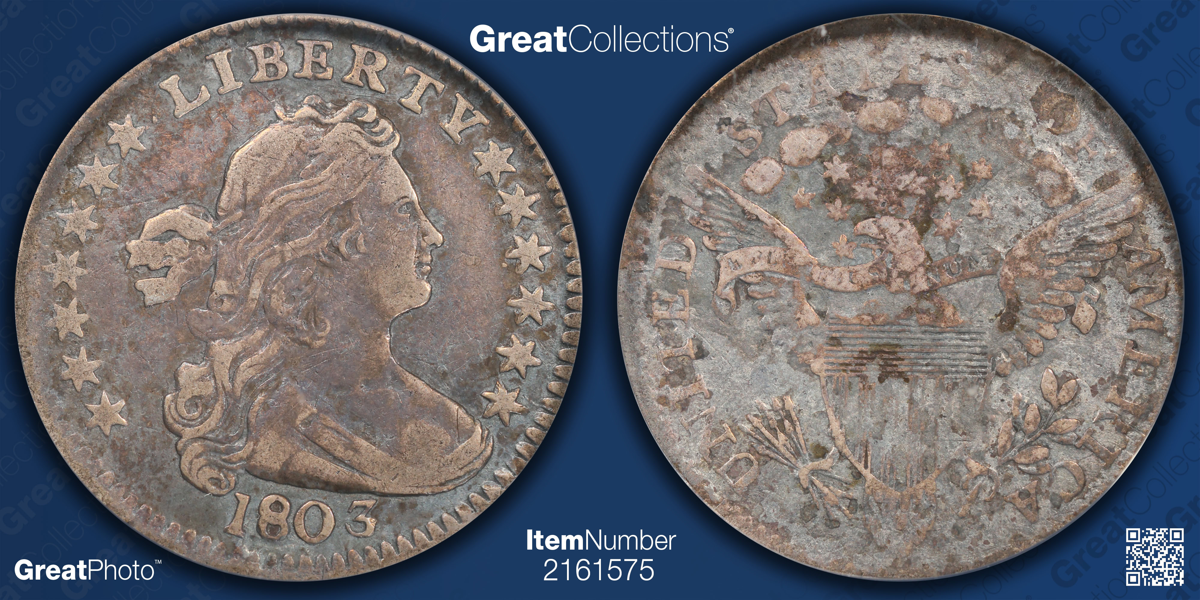 1803 Draped Bust Half Dime Large 8 LM-2 ANACS VF-35 (Item 2161575 ...