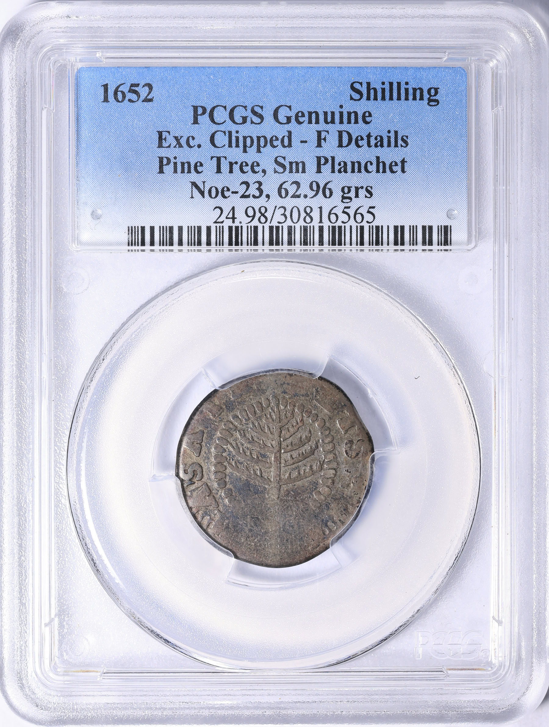 1652 Massachusetts Pine Tree Silver Shilling Small Planchet PCGS ...