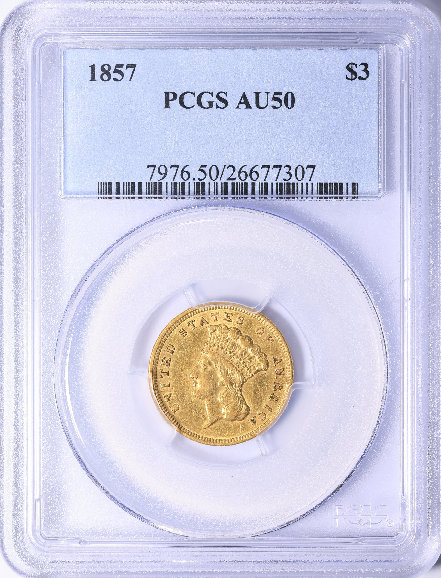 1857 Three-Dollar Gold Piece PCGS AU-50 (Item 2162645 ...