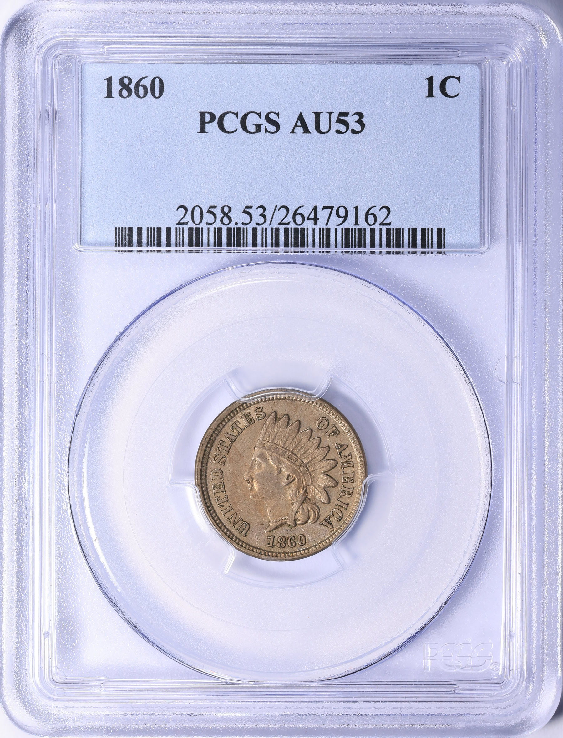 1860 Indian Cent PCGS AU-53 (Item 2163460) | GreatCollections Coin Auctions