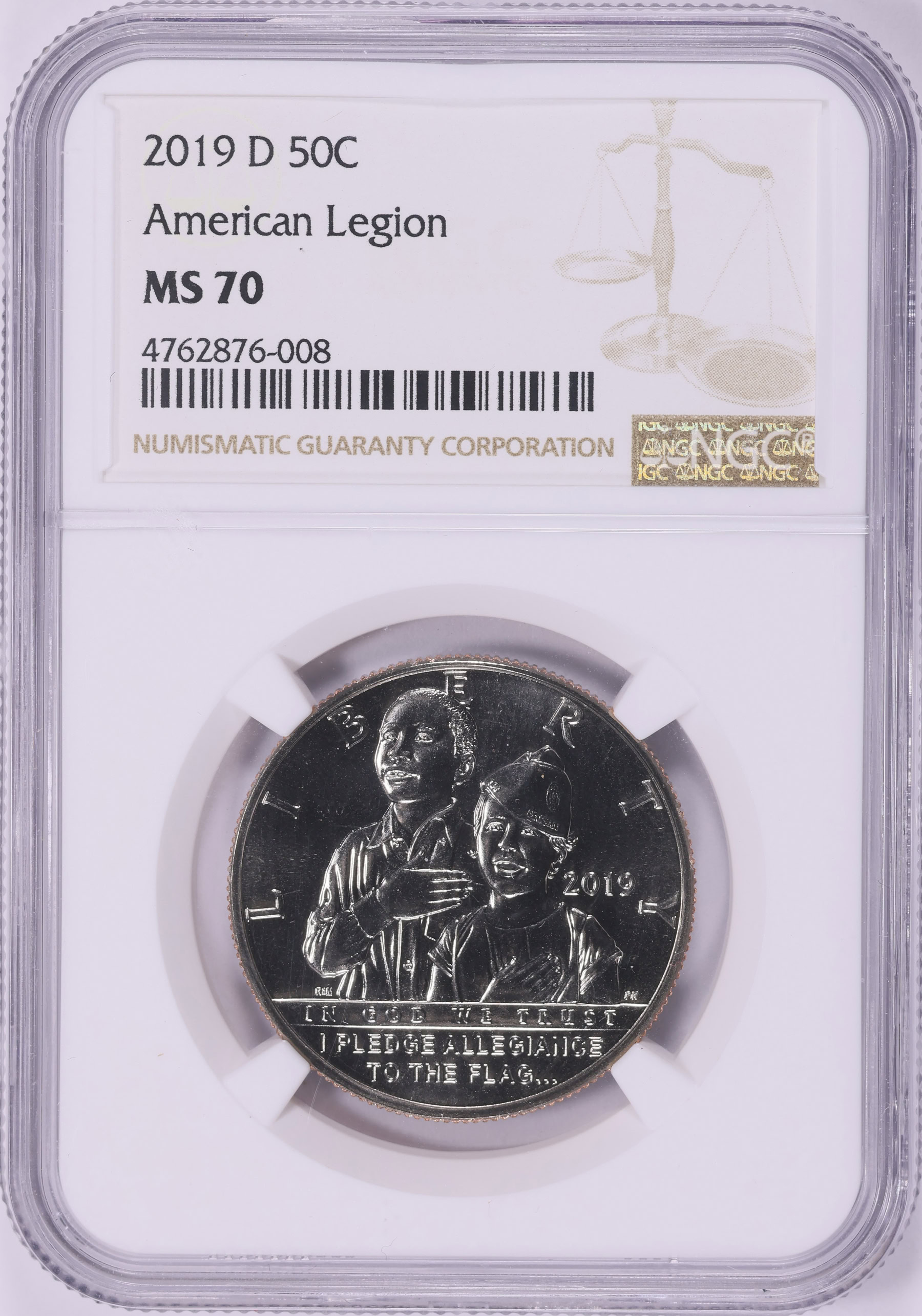 2019-S American Legion 100th Anniversary Half Dollar NGC Proof-70 UC ...