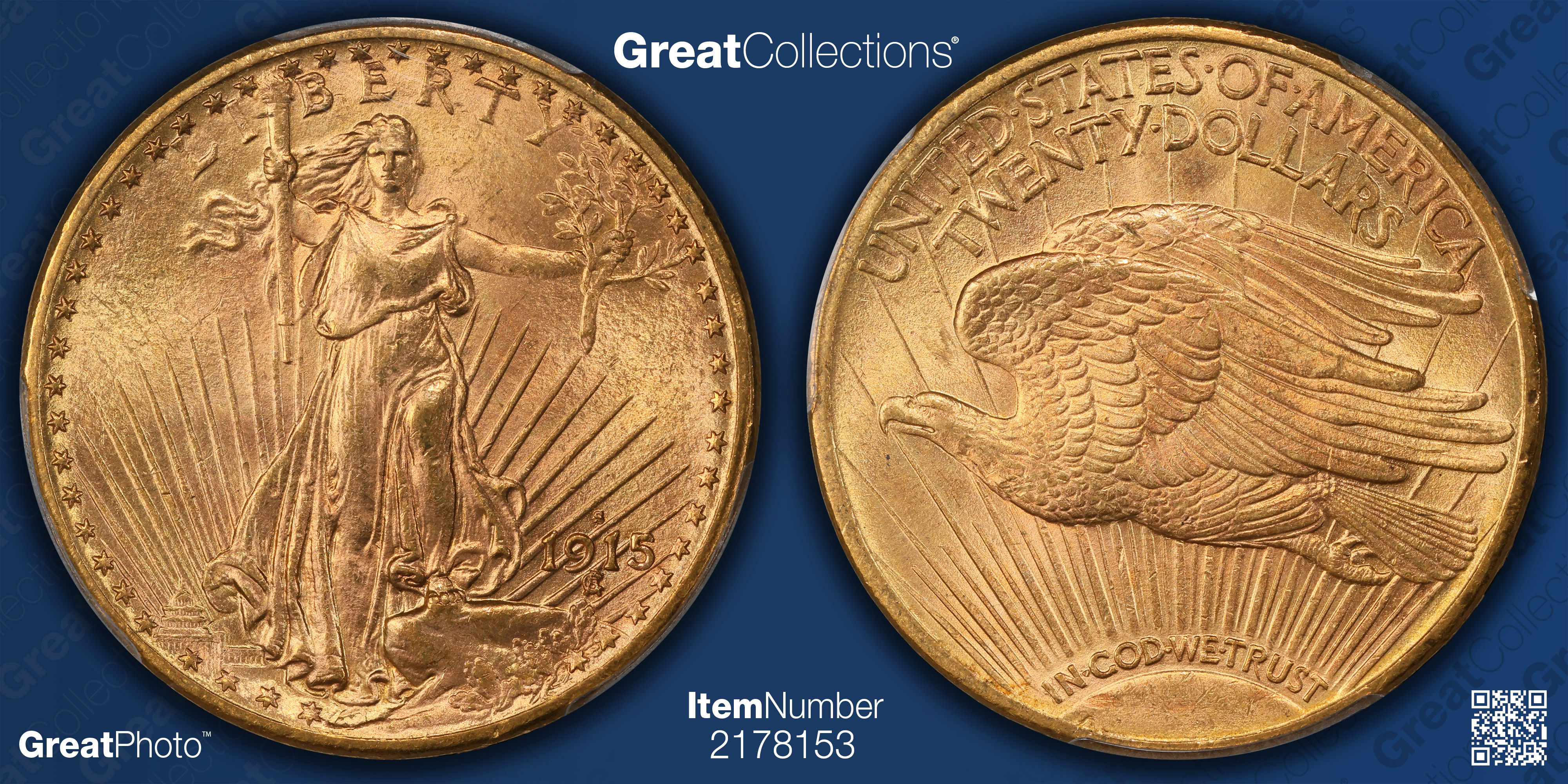 1915-S Saint-Gaudens Gold Double Eagle PCGS MS-65+ (CAC Green) (Item ...