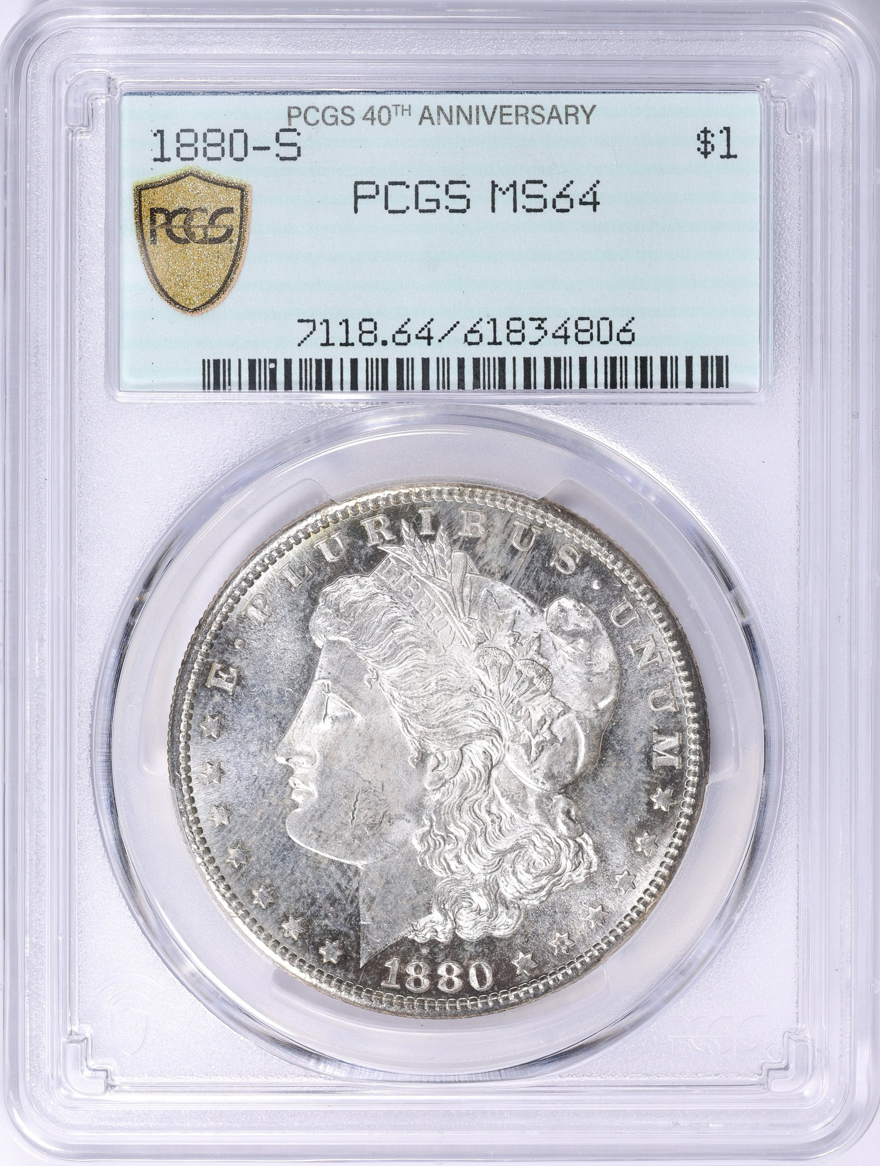 1880-S Morgan Silver Dollar PCGS MS-64 (OGH 40th Anniversary Label ...