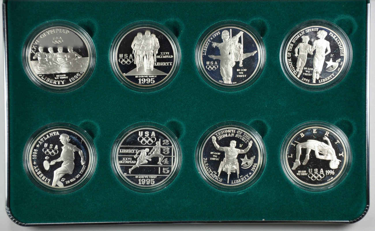 1996 Atlanta Olympics Silver Eight Coin Proof Set Uncertified in ...
