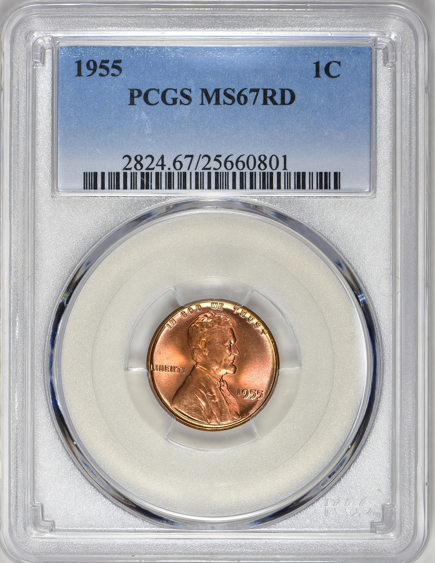 1955 Lincoln Cent PCGS MS-67 RD (Item 309012) | GreatCollections Coin Auctions