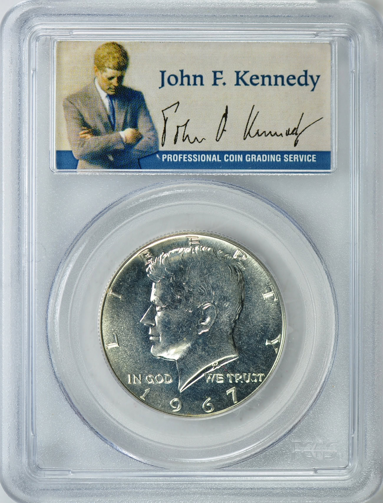 1967 Kennedy Half Dollar SMS SP-67 (John F. Kennedy Label) (Item 31554 ...