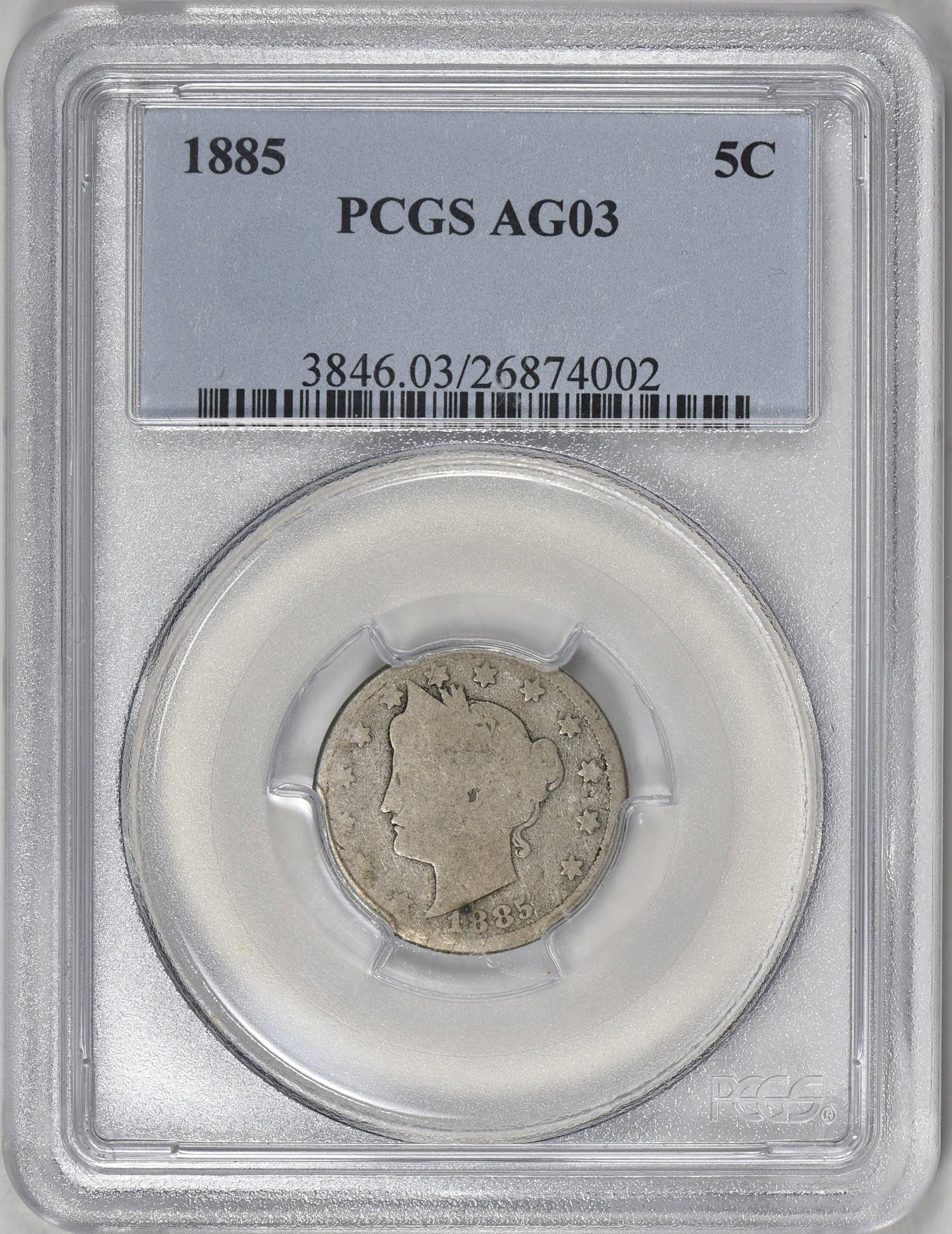 1885 Liberty Nickel PCGS AG-03 (Item 336220) | GreatCollections Coin ...