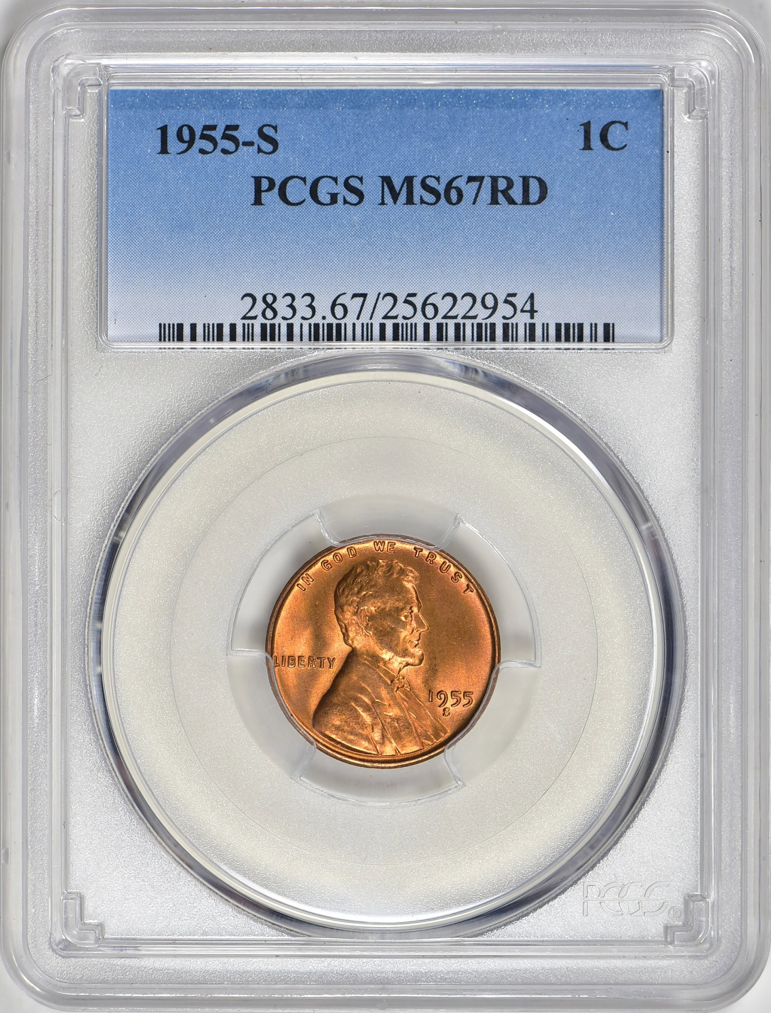 1955-S Lincoln Cent PCGS MS-67 RD (Item 344557) | GreatCollections Coin Auctions