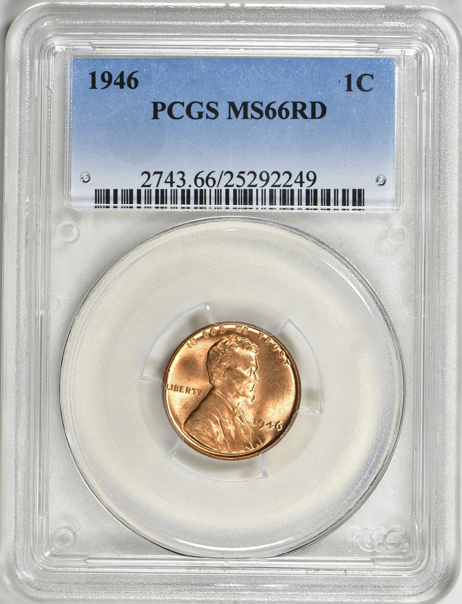 1946 Lincoln Cent PCGS MS-66 RD (Item 346288) | GreatCollections Coin Auctions