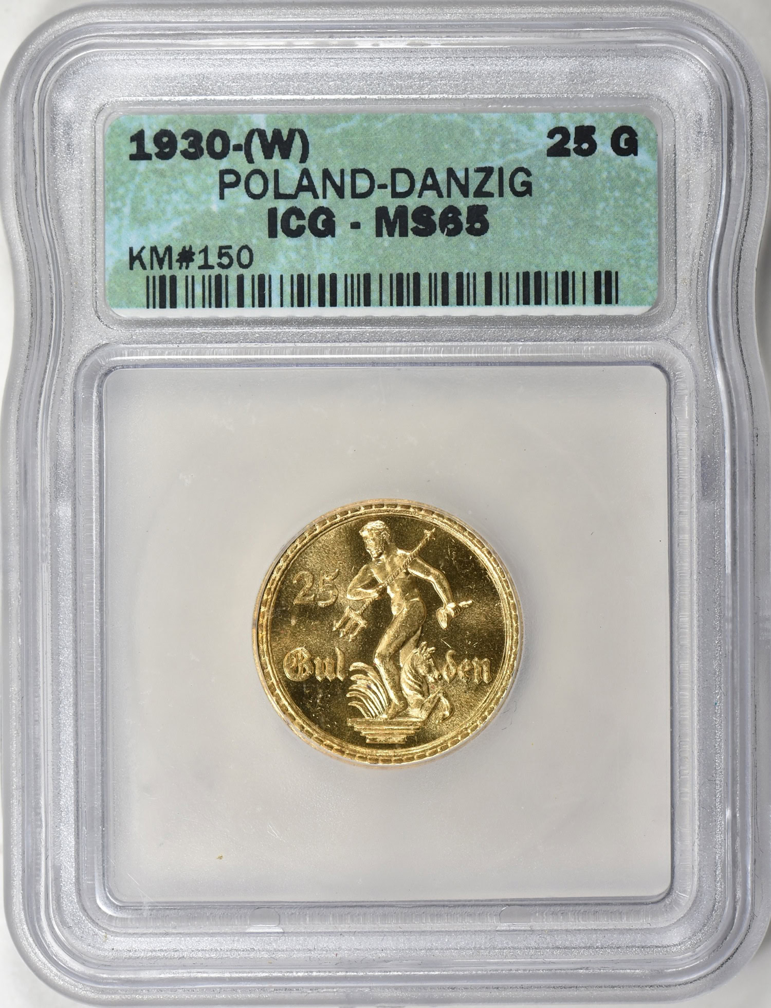 Poland - Danzig 1930-(W) Gold 25 Gulden KM-150 ICG MS-65 (AGW = 0.2355 ...