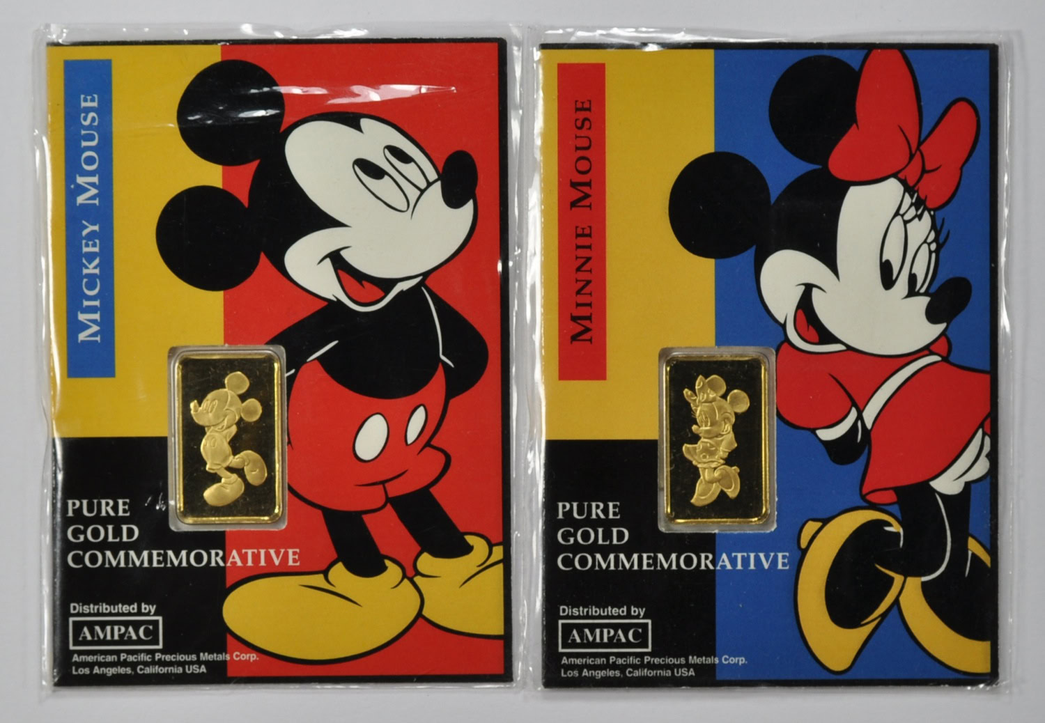 Disney Gold Ingots/Bars Mickey Mouse and Minnie Mouse Uncertified in ...