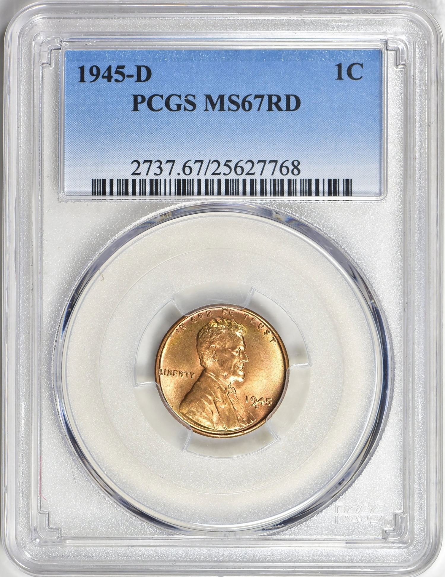1945-D Lincoln Cent PCGS MS-67 RD (Item 364834) | GreatCollections Coin Auctions
