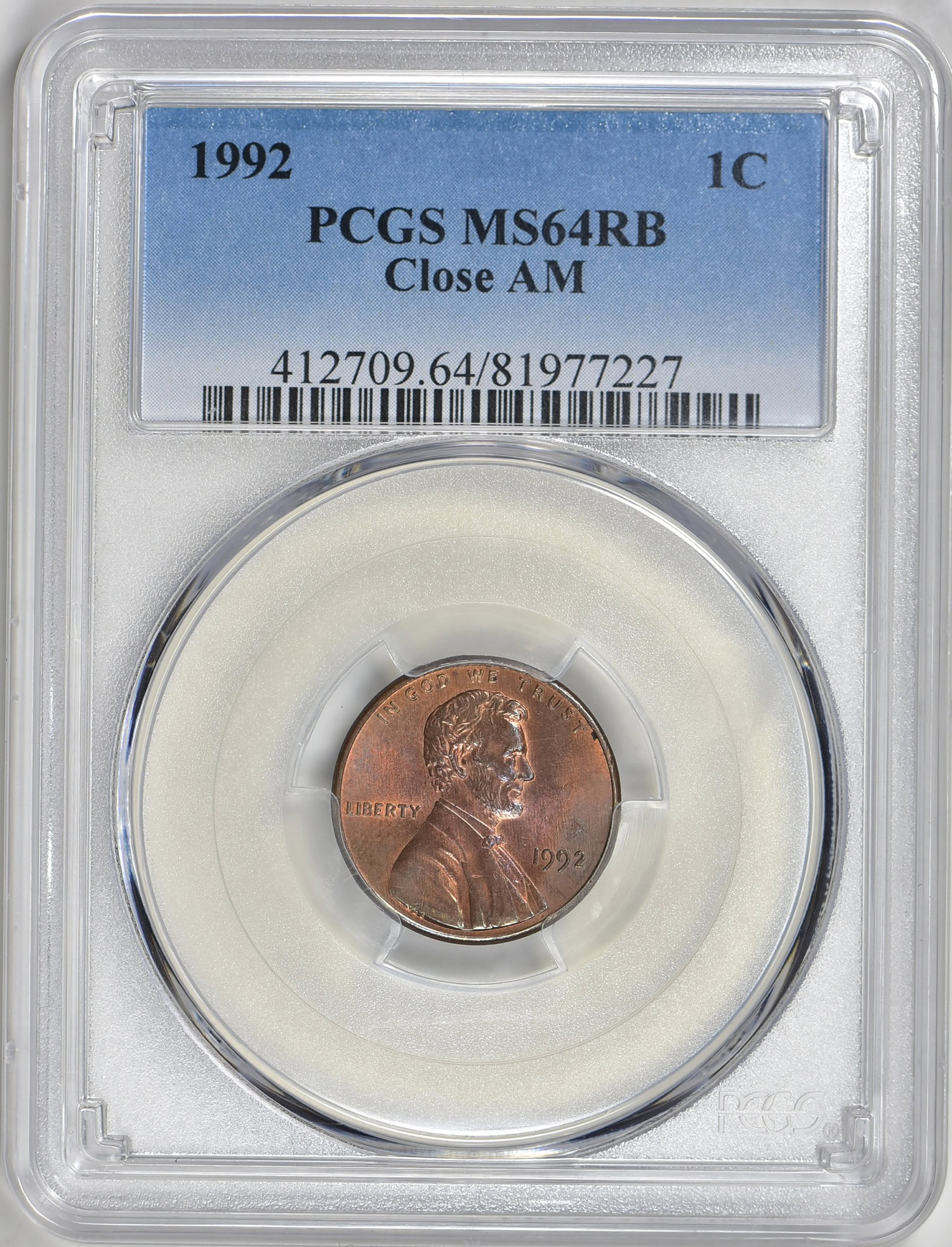 1992 Lincoln Cent Close AM PCGS MS-64 RB (Item 399503 ...